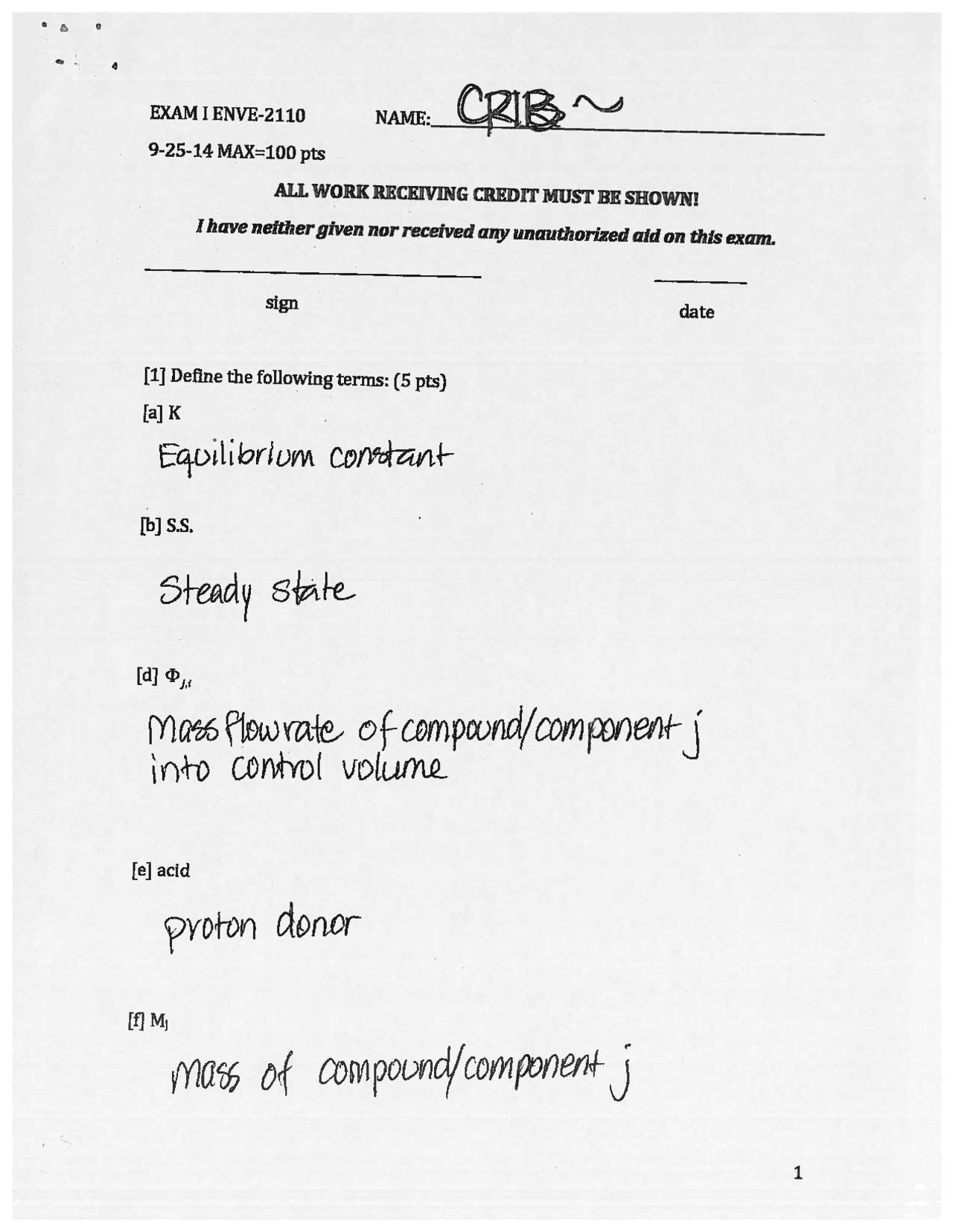 Introduction To Environmental Engineering Exam Solutions Enve 2110