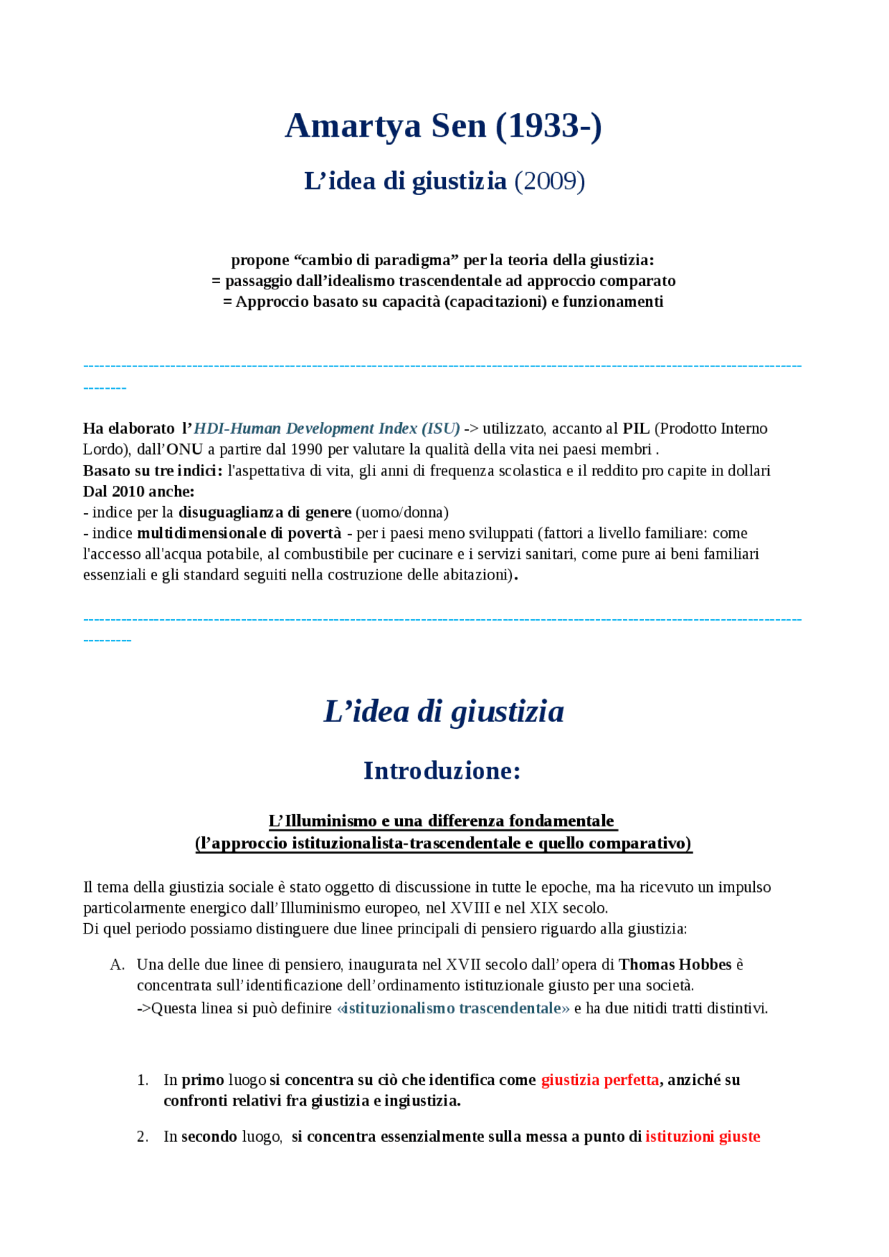 Amartya Sen Lidea Di Giustizia 2009 Docsity