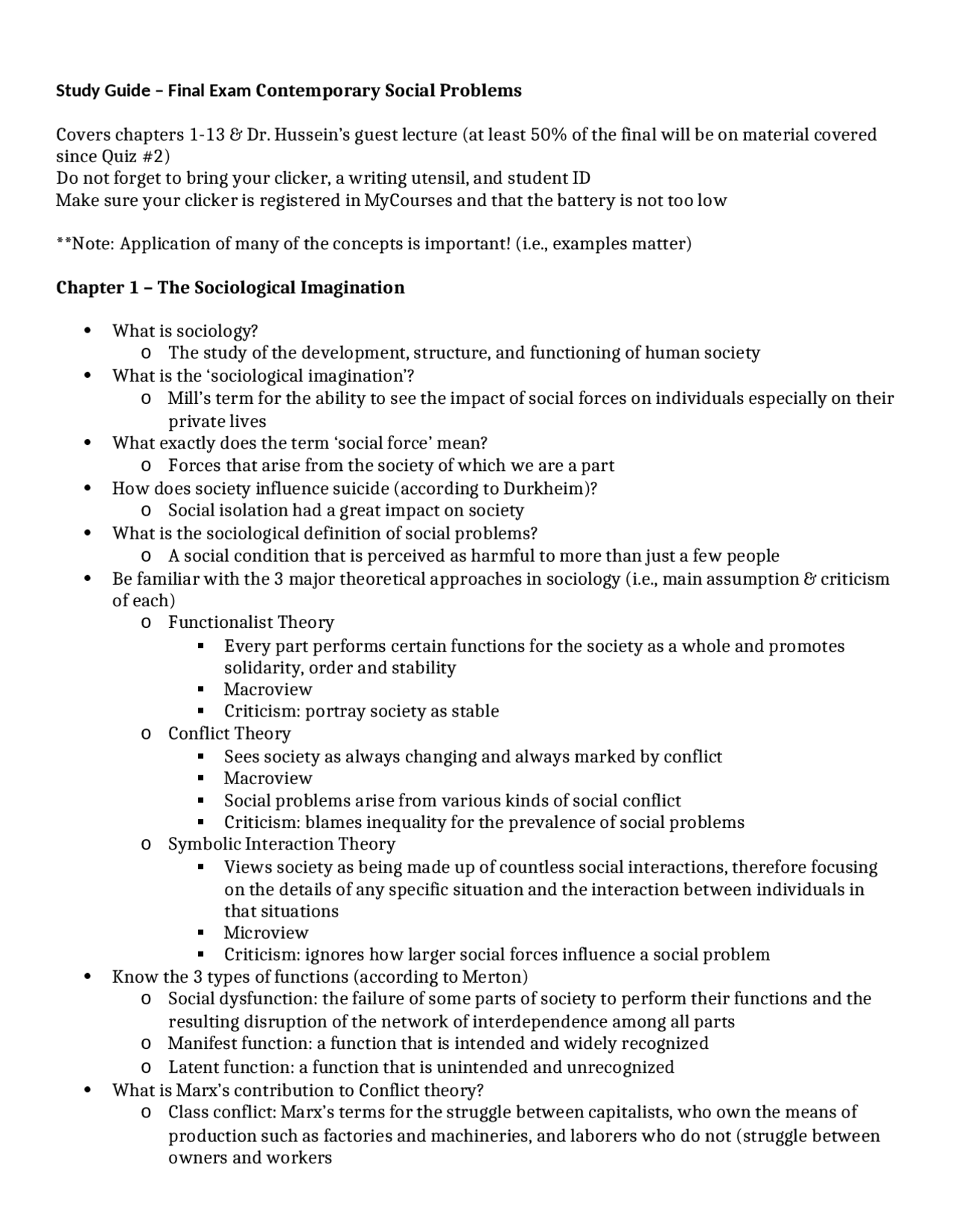 Final Exam Contemporary Social Problems - Study Guide | SO 1103 | Exams ...