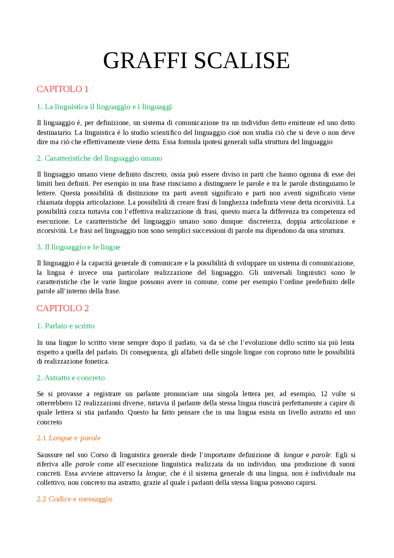 Riassunto Del Libro Le Lingue E Il Linguaggio Di Graffi Scalise Docsity
