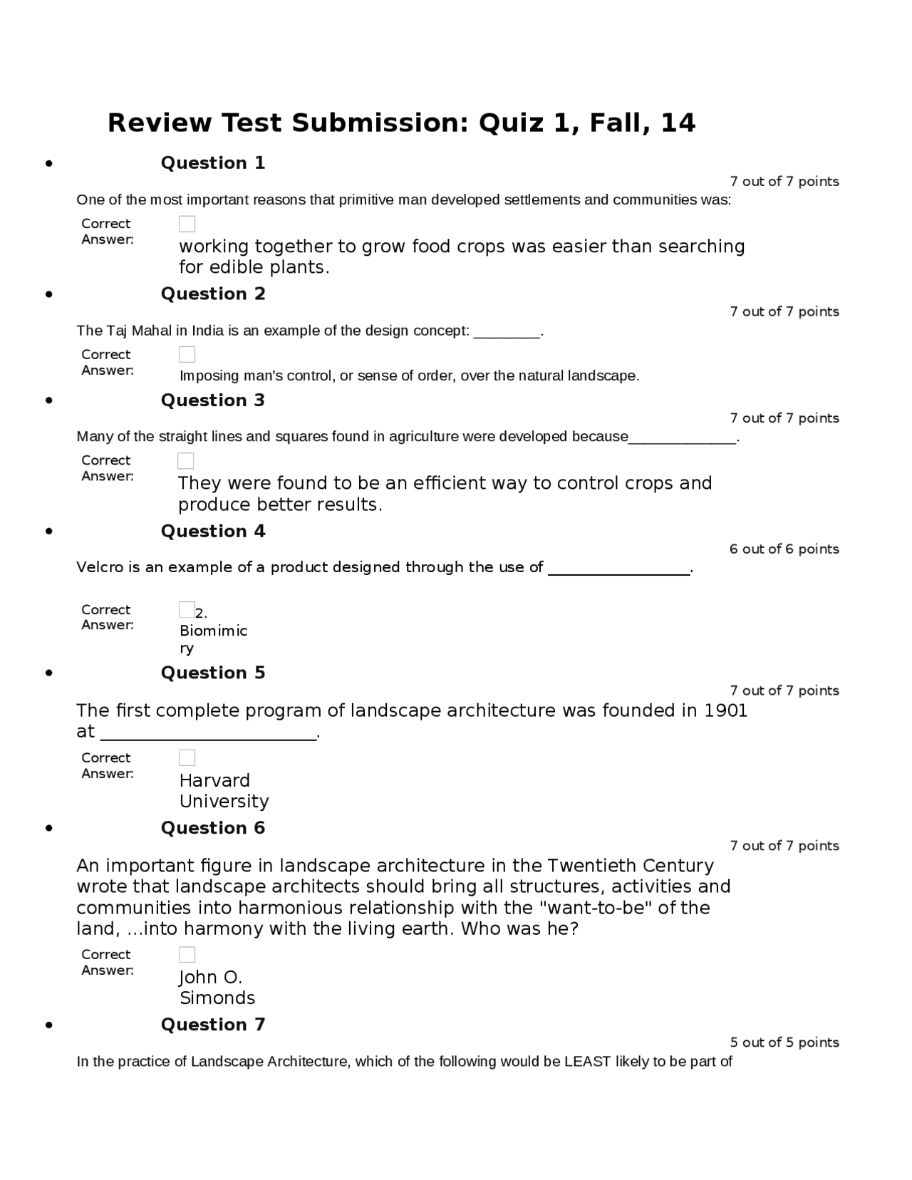 Test Review Sheet For Land Architecture Appearance La 1803 Docsity