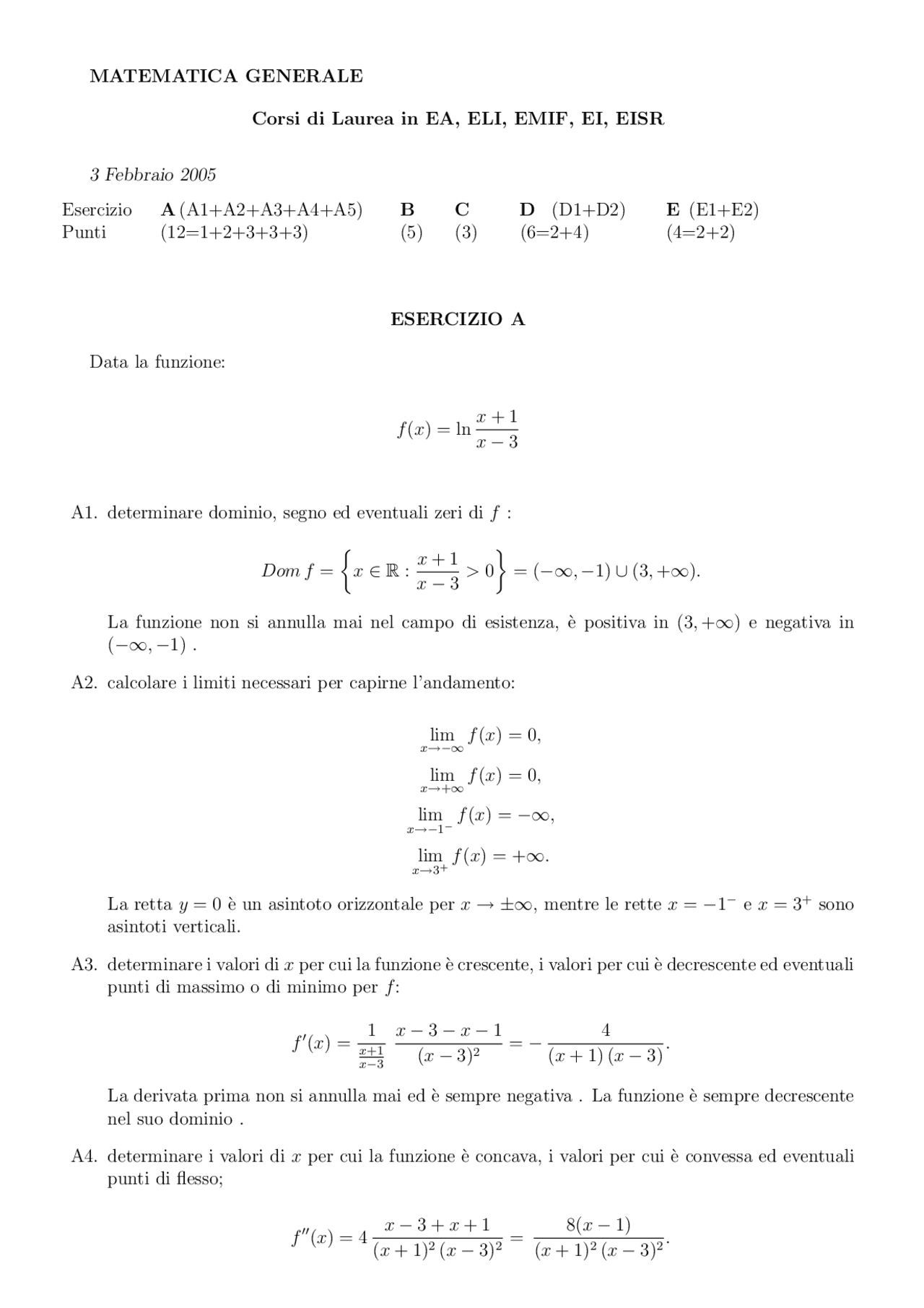 Matematica Generale 20 Docsity