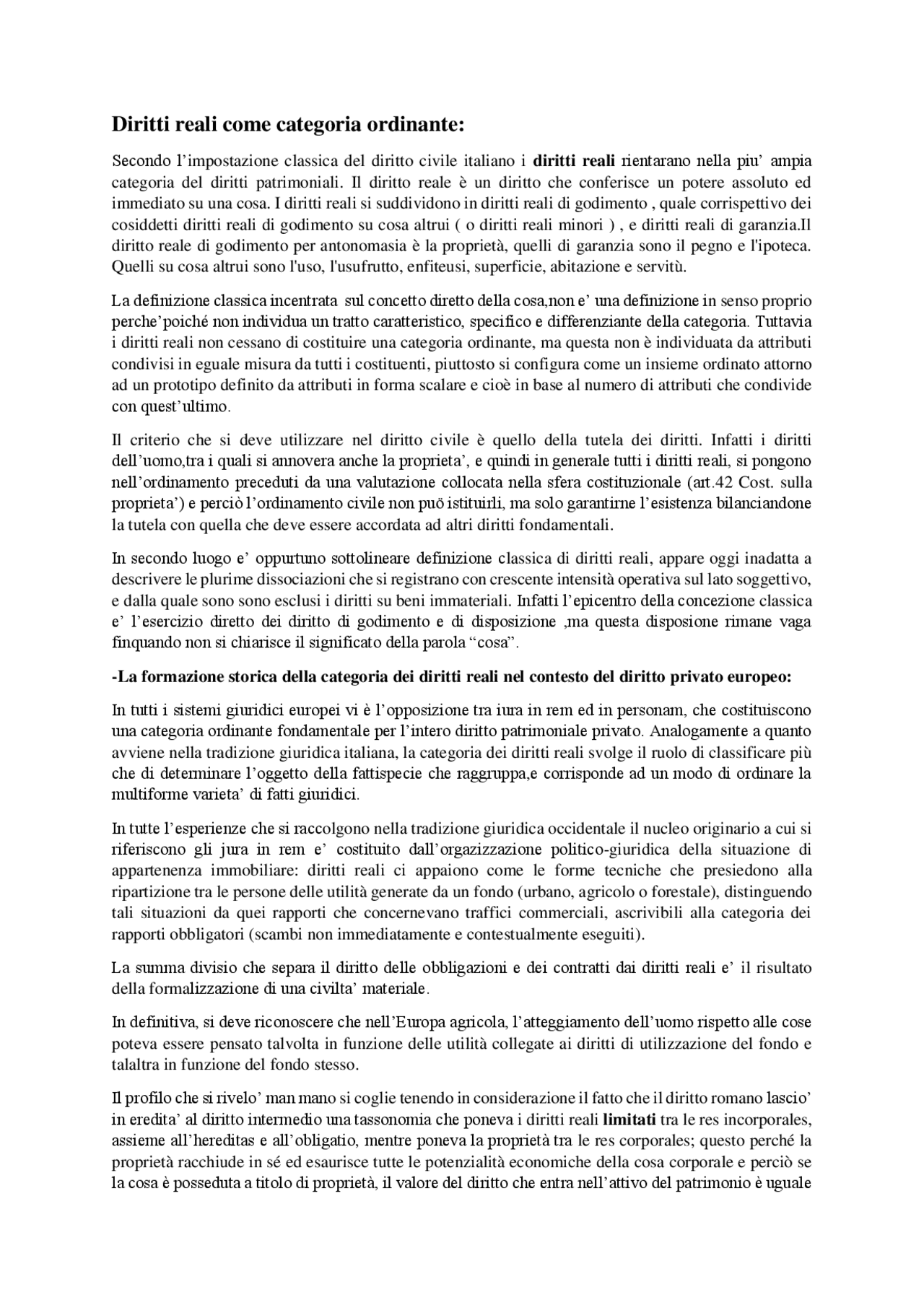 Riassunto Trattato Sui Diritti Reali Gambaro Docsity