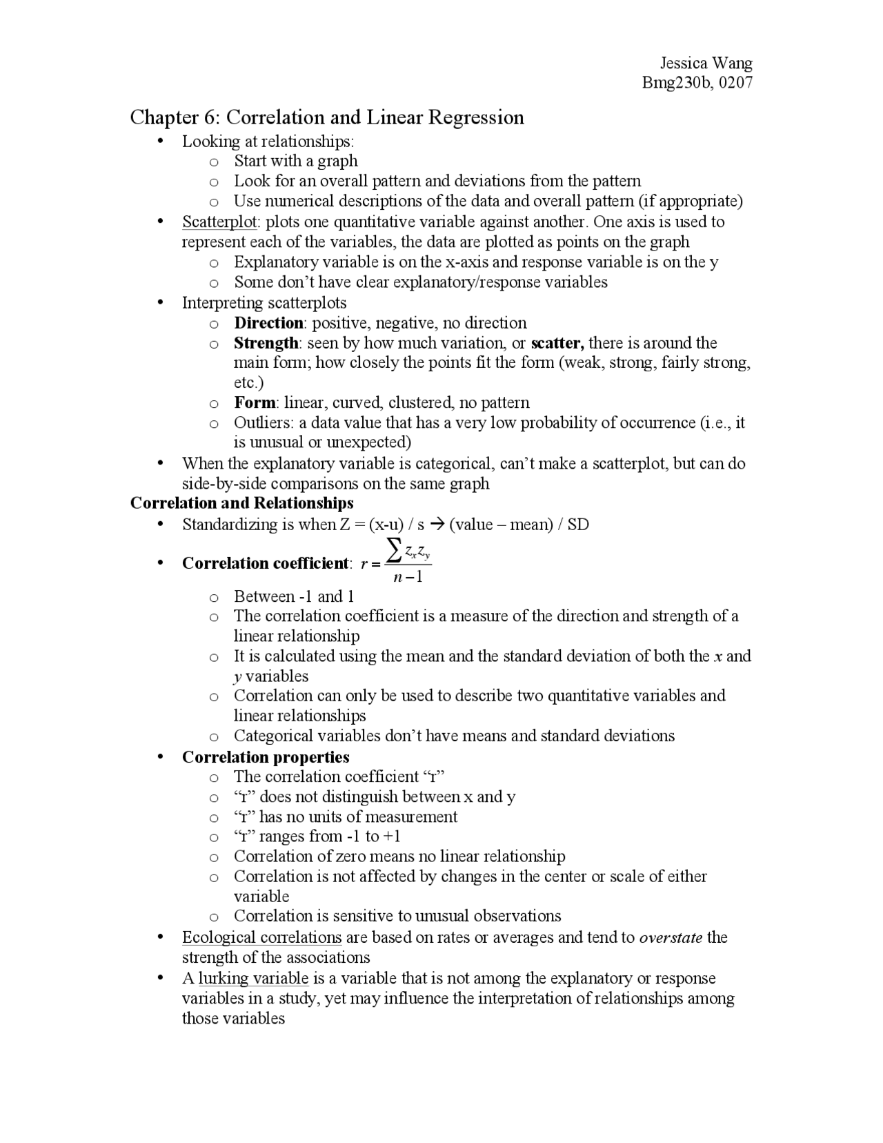 Correlation And Linear Regression Business Statics Bmgt 230b Docsity