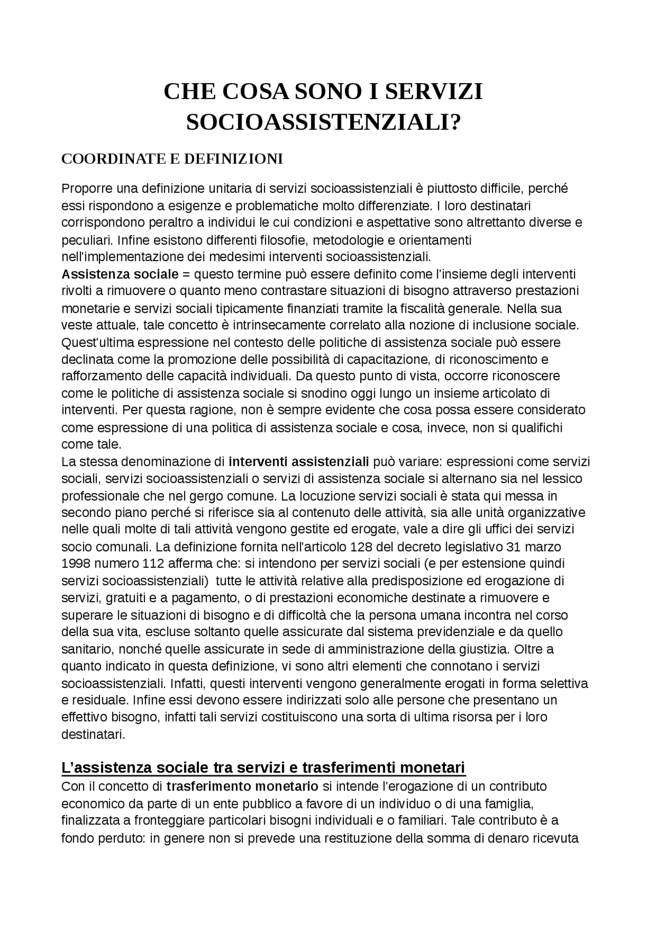 Lorganizzazione Dei Servizi Socioassistenziali Paolo Rossi Docsity