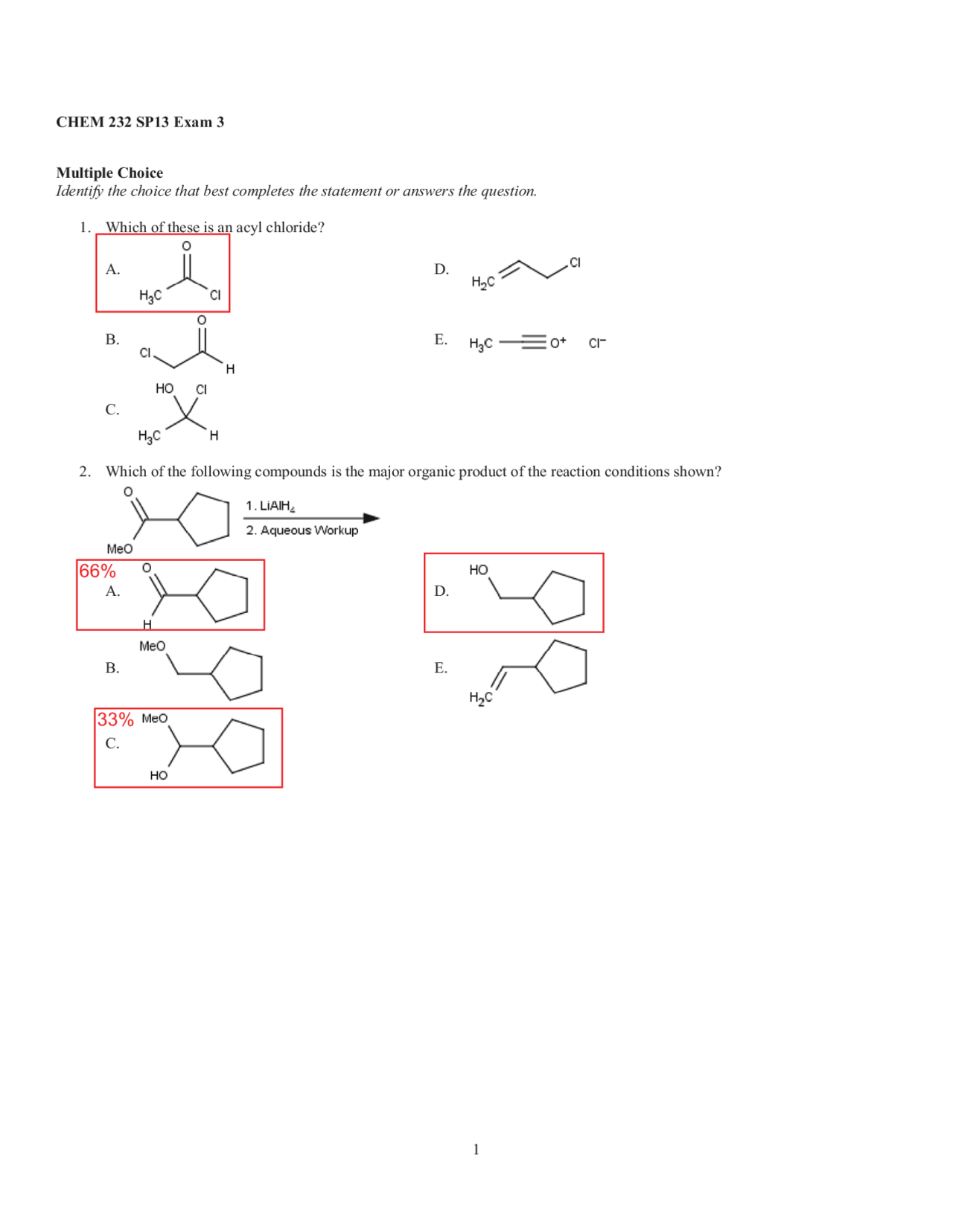 Solved Exam 3 - Elementary Organic Chemistry I | CHEM 232 | Exams ...