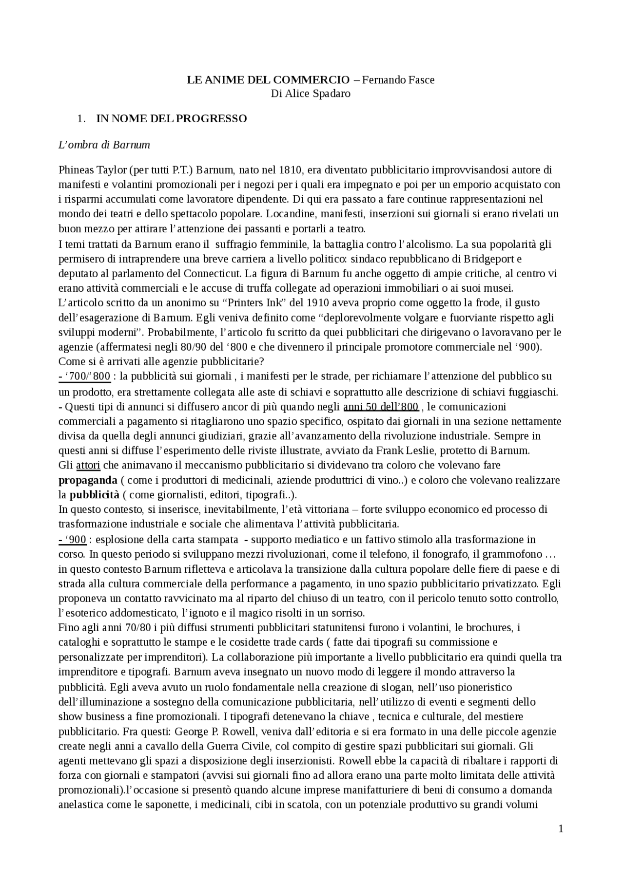 Le Anime Del Commercio Di Fernando Fasce Docsity