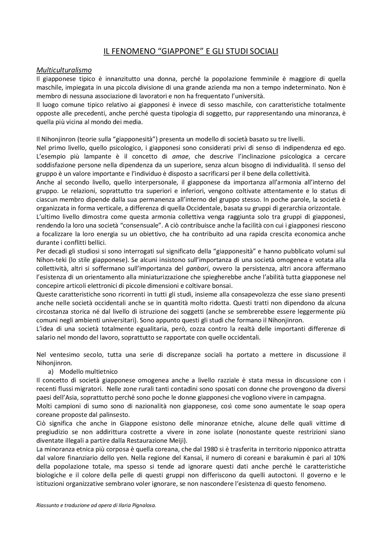 Riassunto E Traduzione An Introduction To Japanese Society Docsity