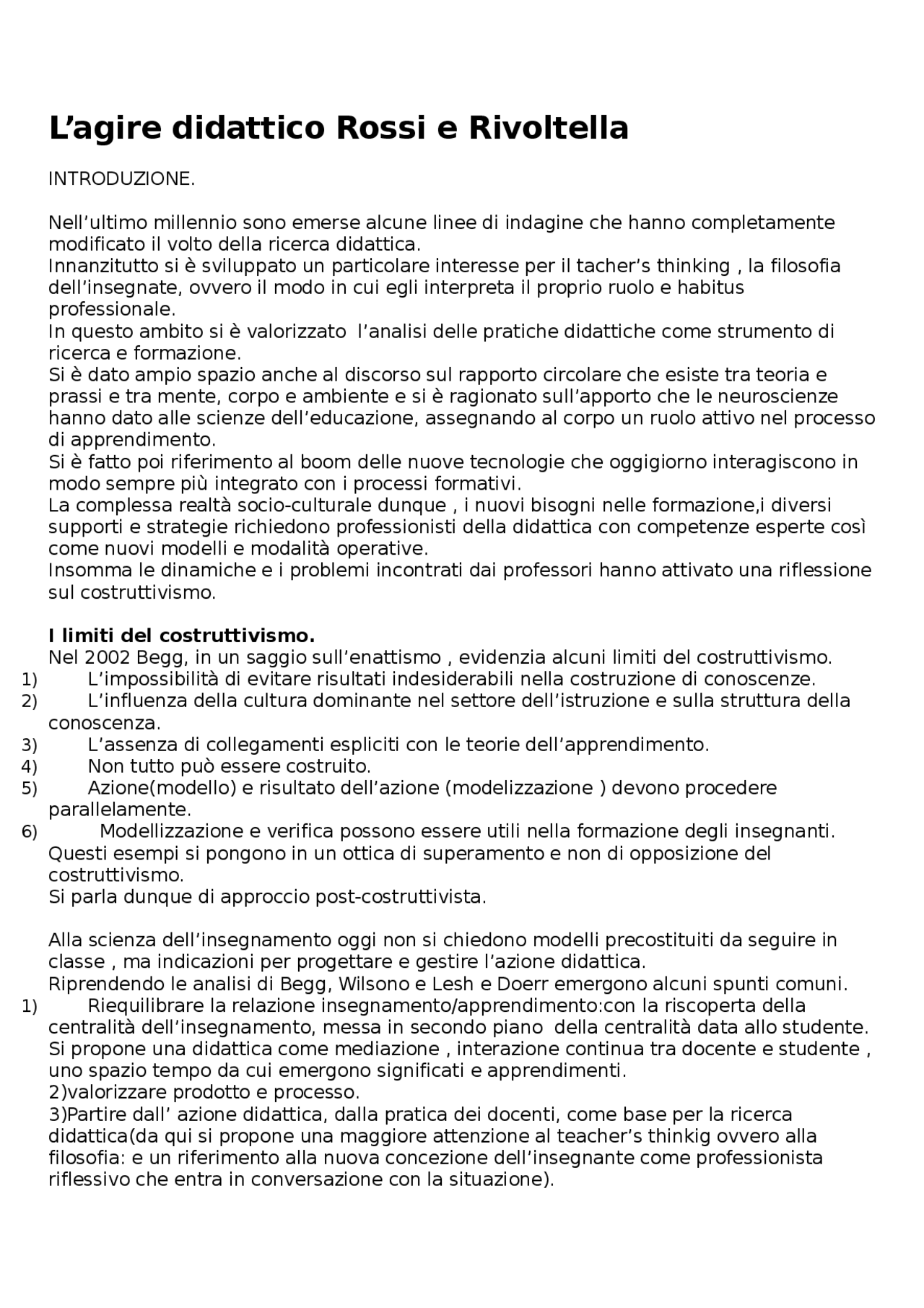 Riassunto Lagire Didattico Rossi Rivoltella Docsity