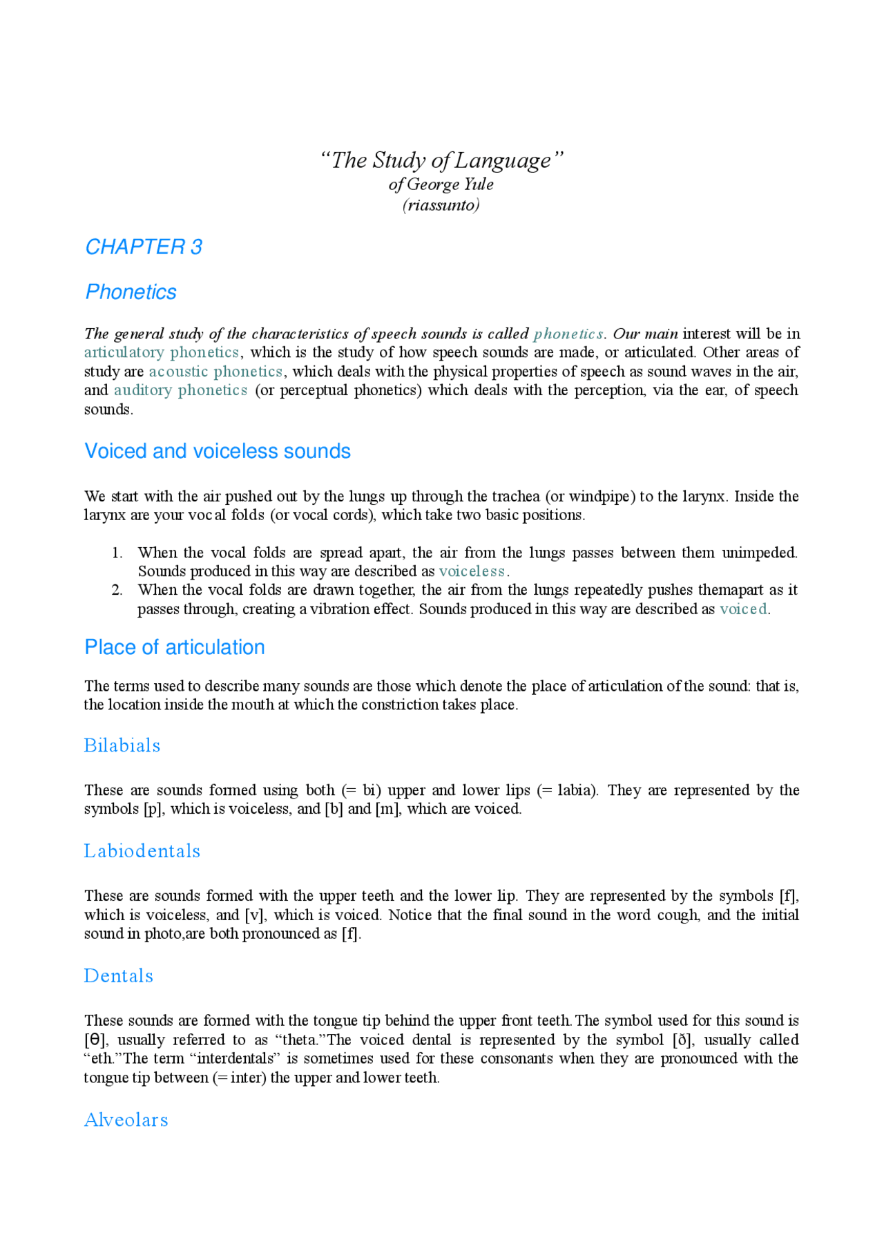 The study of language, george yule (riassunto) | Sintesi del corso di ...