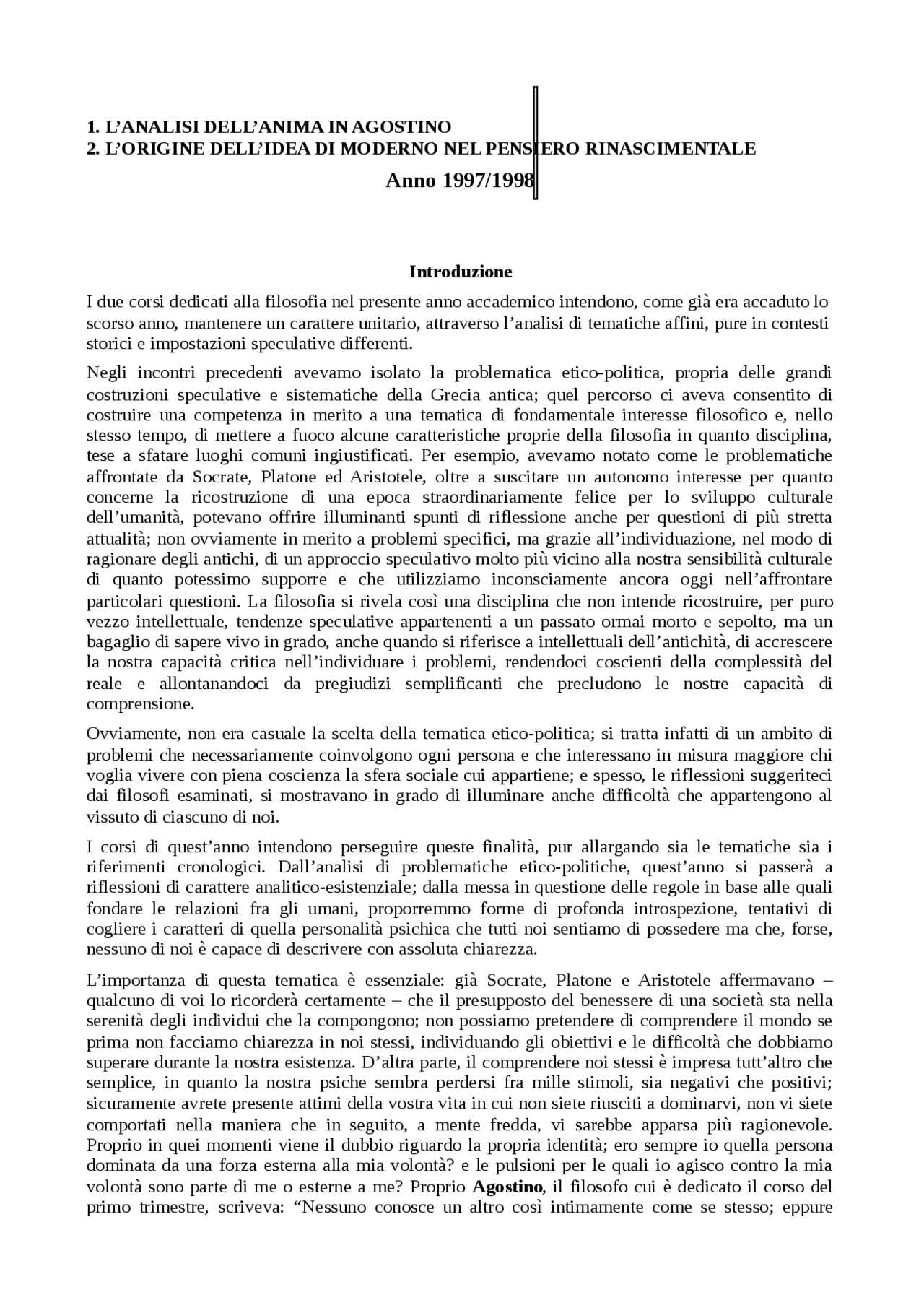 Agostino Appunti Di Filosofia Docsity