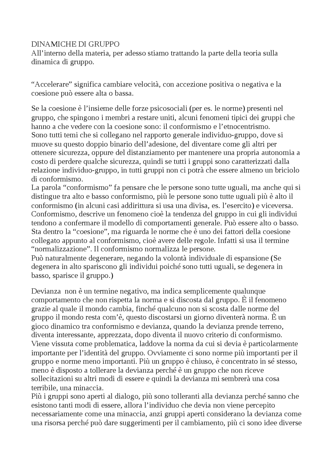 Dinamiche Di Gruppo Docsity
