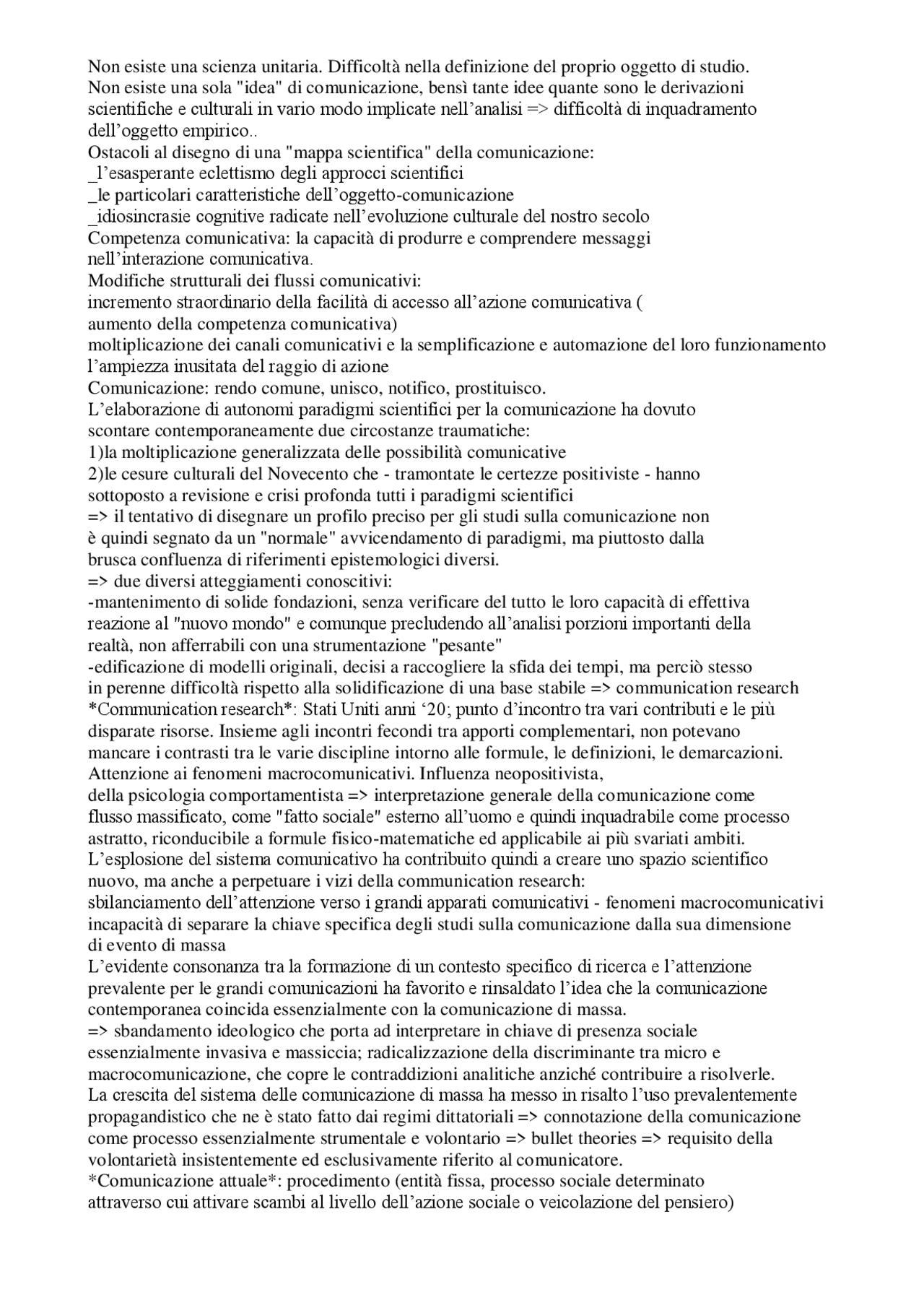 Riassunto Scienze Della Comunicazione Morcellini Fatelli Docsity