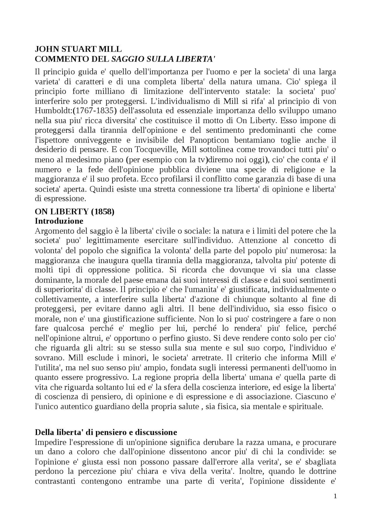 John stuart mill - Docsity