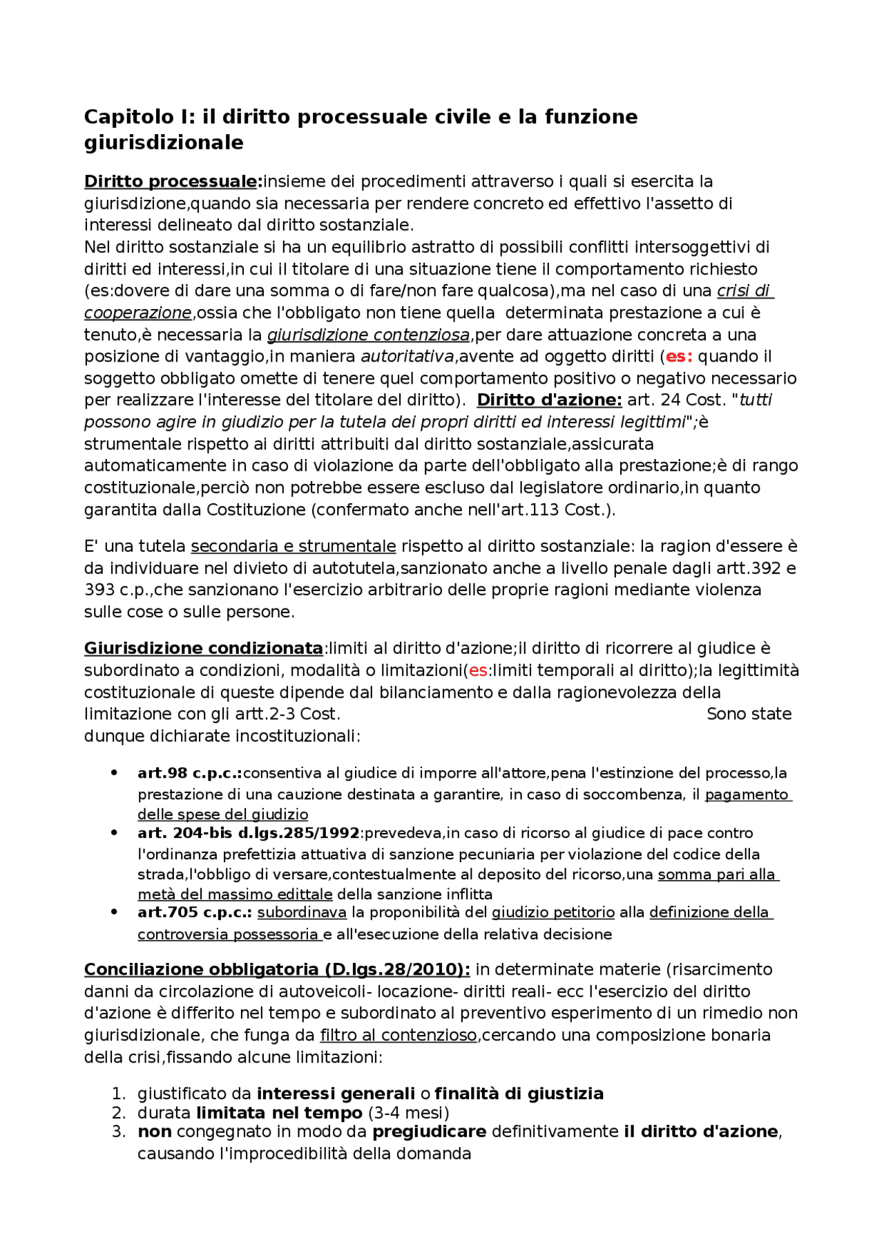 Riassunto Diritto Processuale Civile Balena Vol1 Docsity