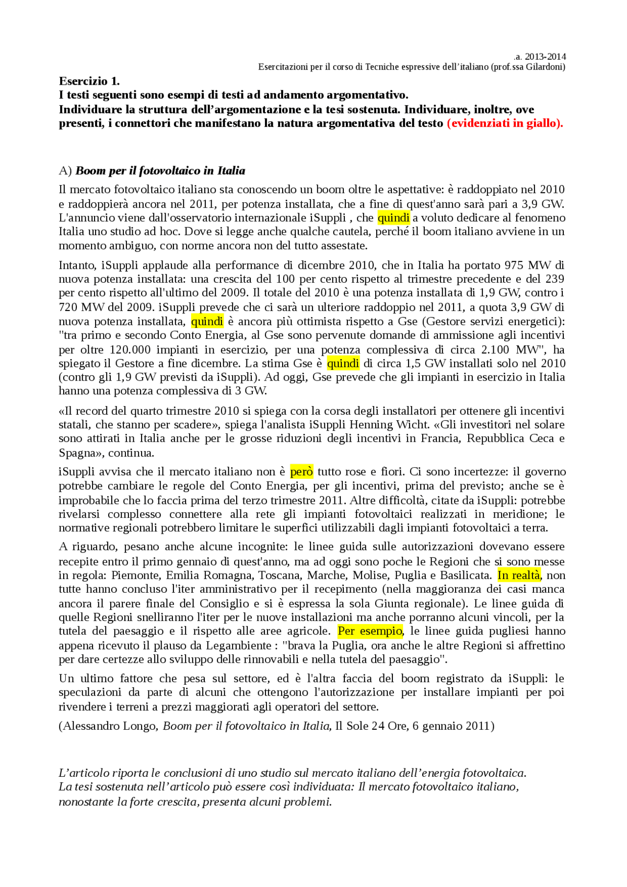 Prova 4 Argomentazione E Variazione Svolgimento Tecniche