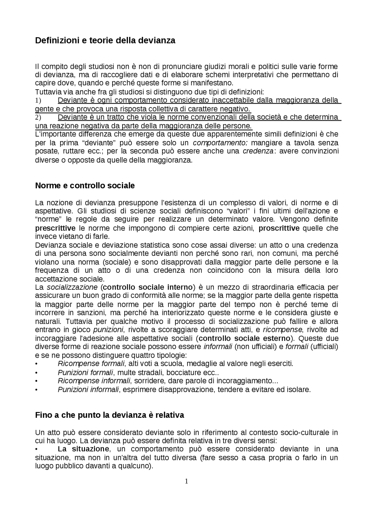Sociologia Devianza Manuale Unibo Docsity