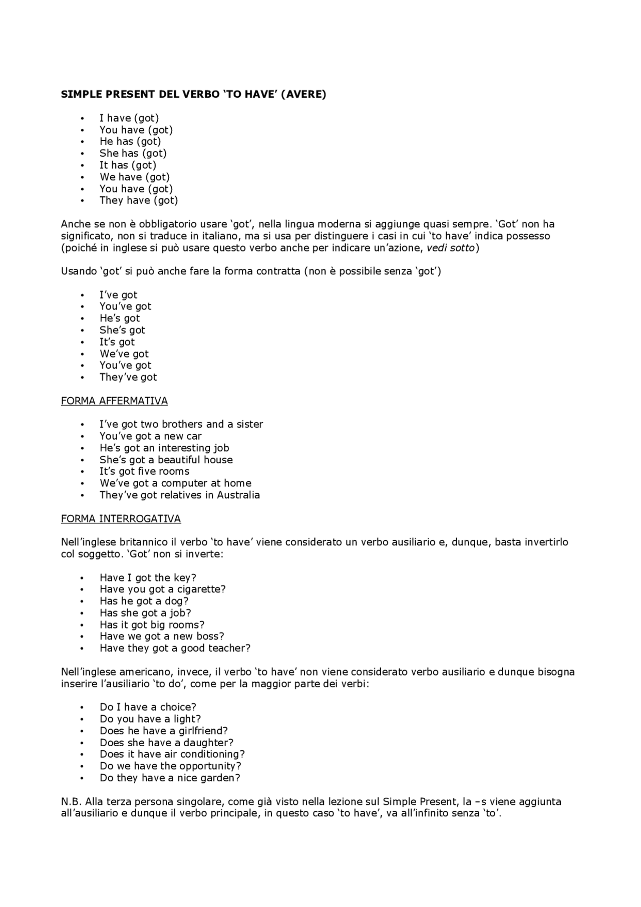 Appunti di grammatica inglese - livello B1 - Docsity