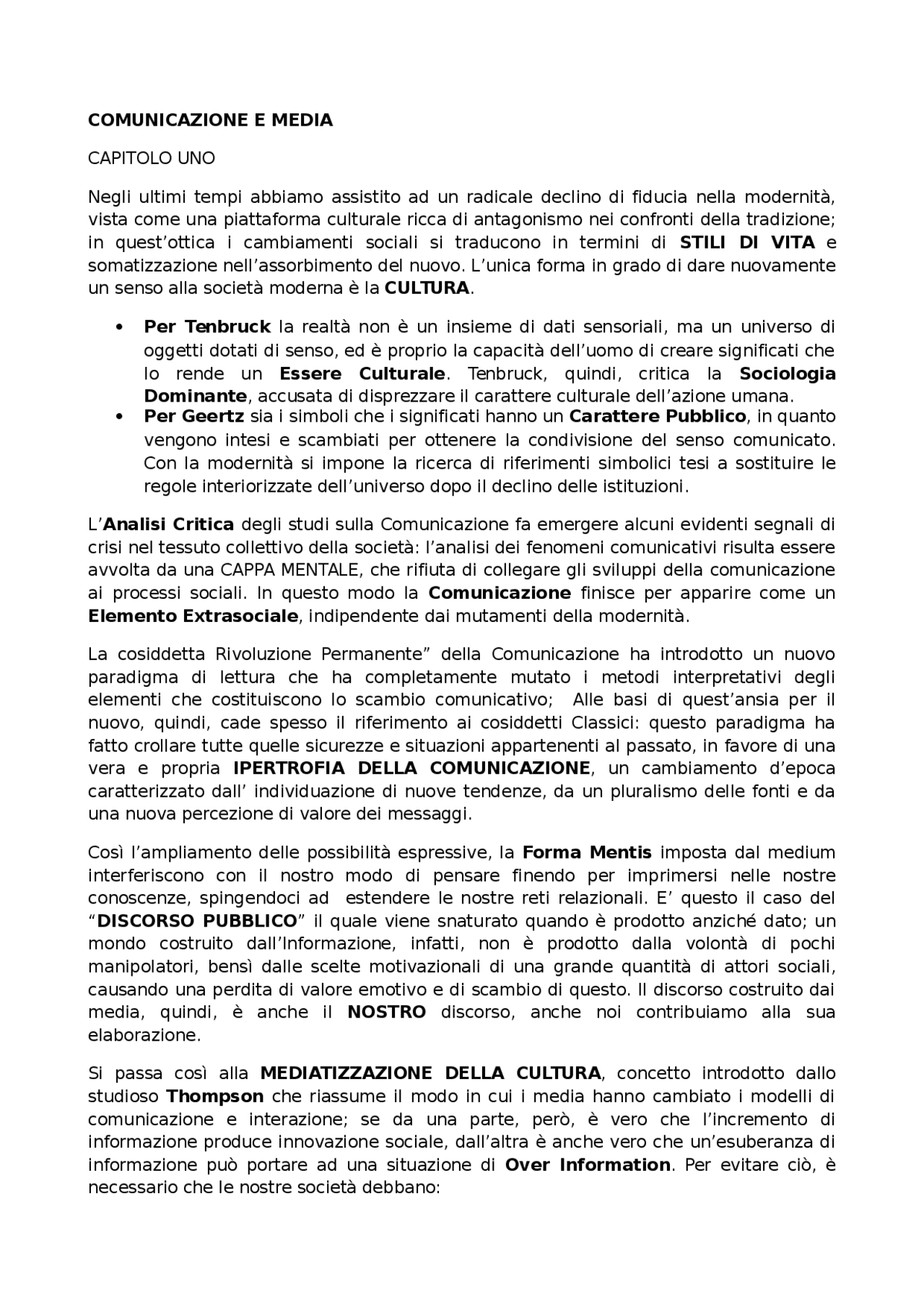 Riassunto Comunicazione E Media Morcellini Docsity