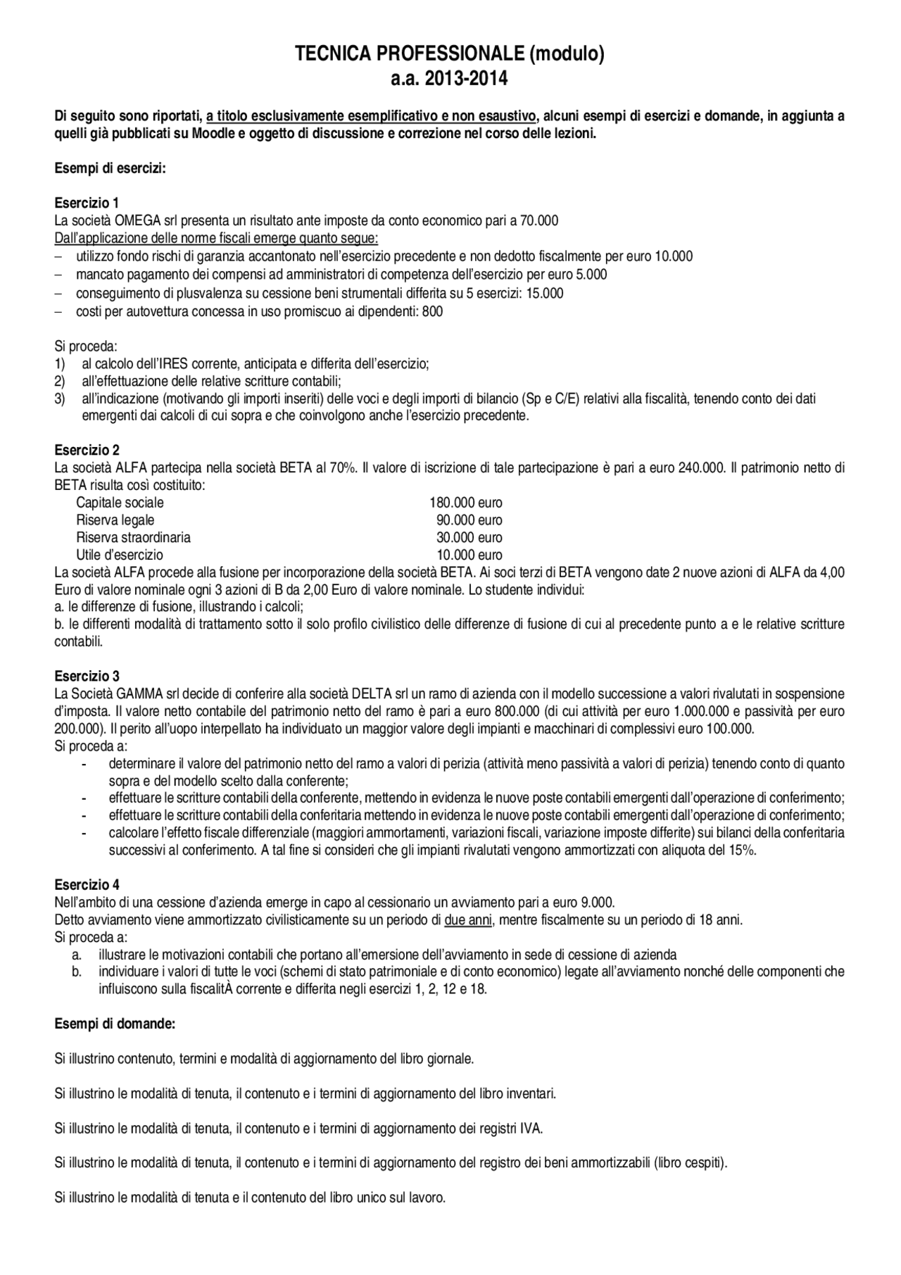 Tecnica Professionale Docsity