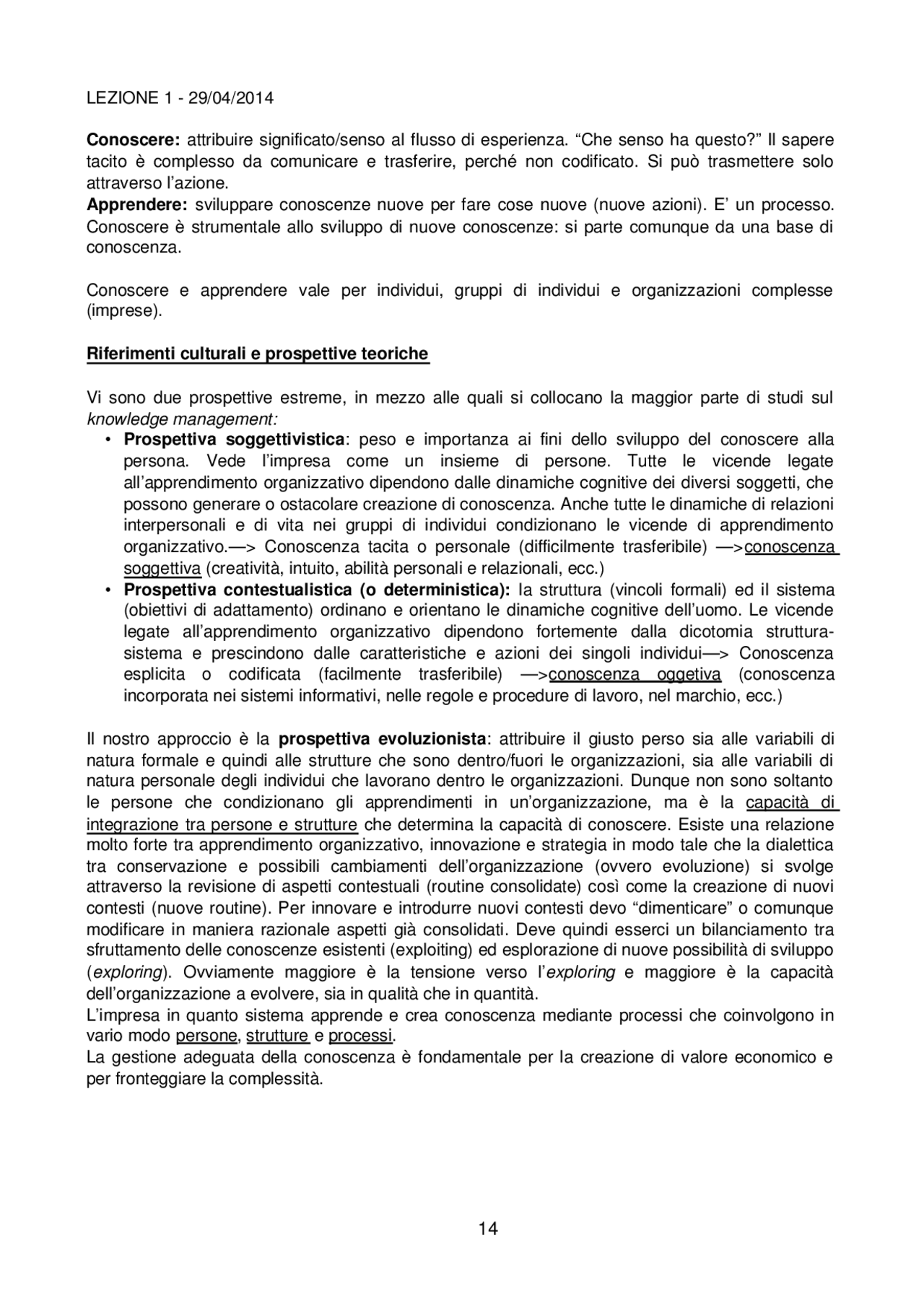 Knowledge Management Riassunto Docsity