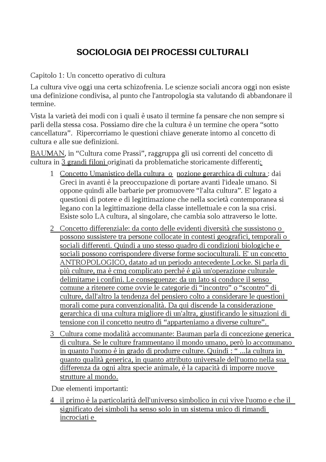 Riassunto Sociologia Dei Processi Culturali Docsity