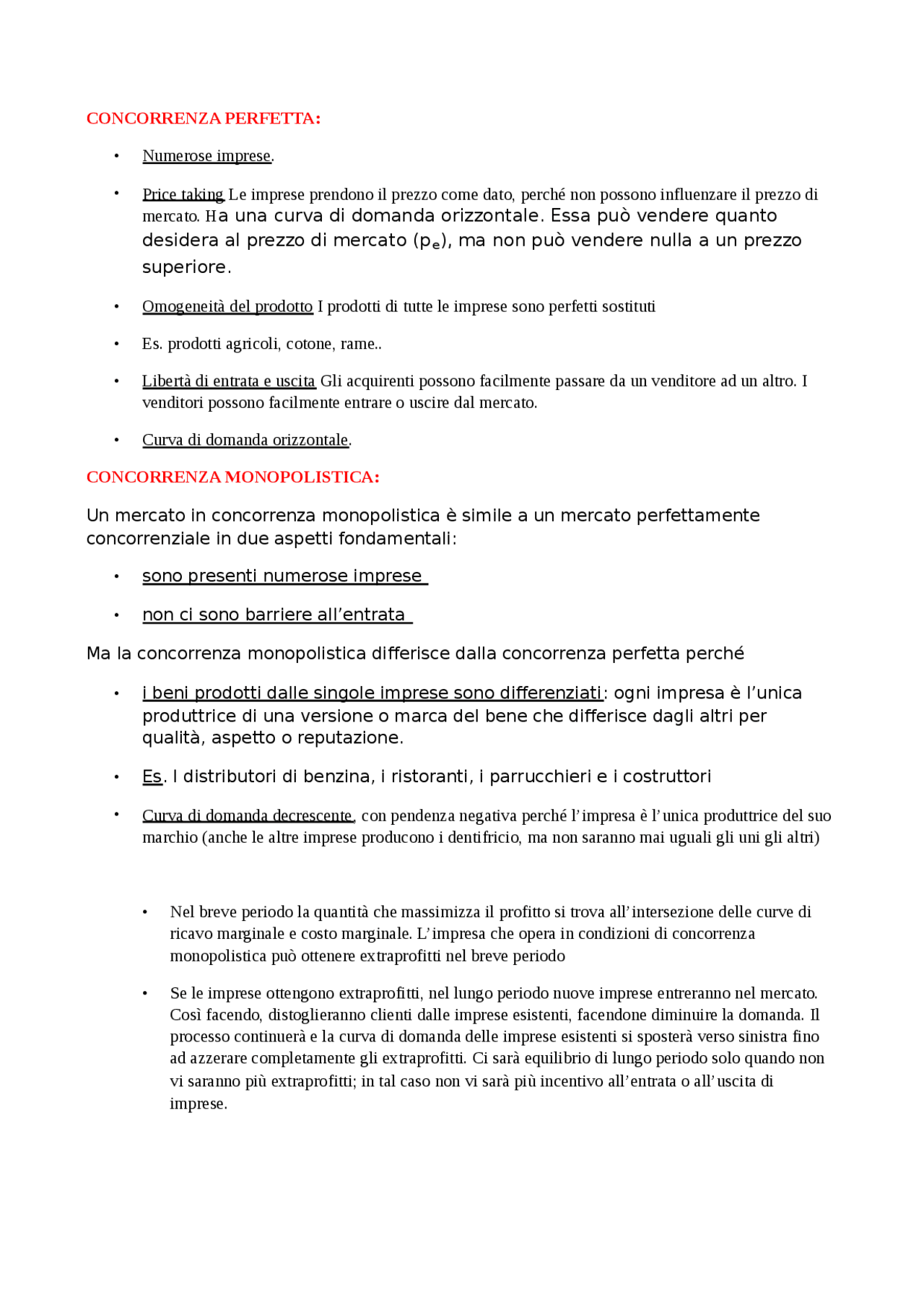 Riassunto Microeconomia Applicata Forme Di Mercato Docsity