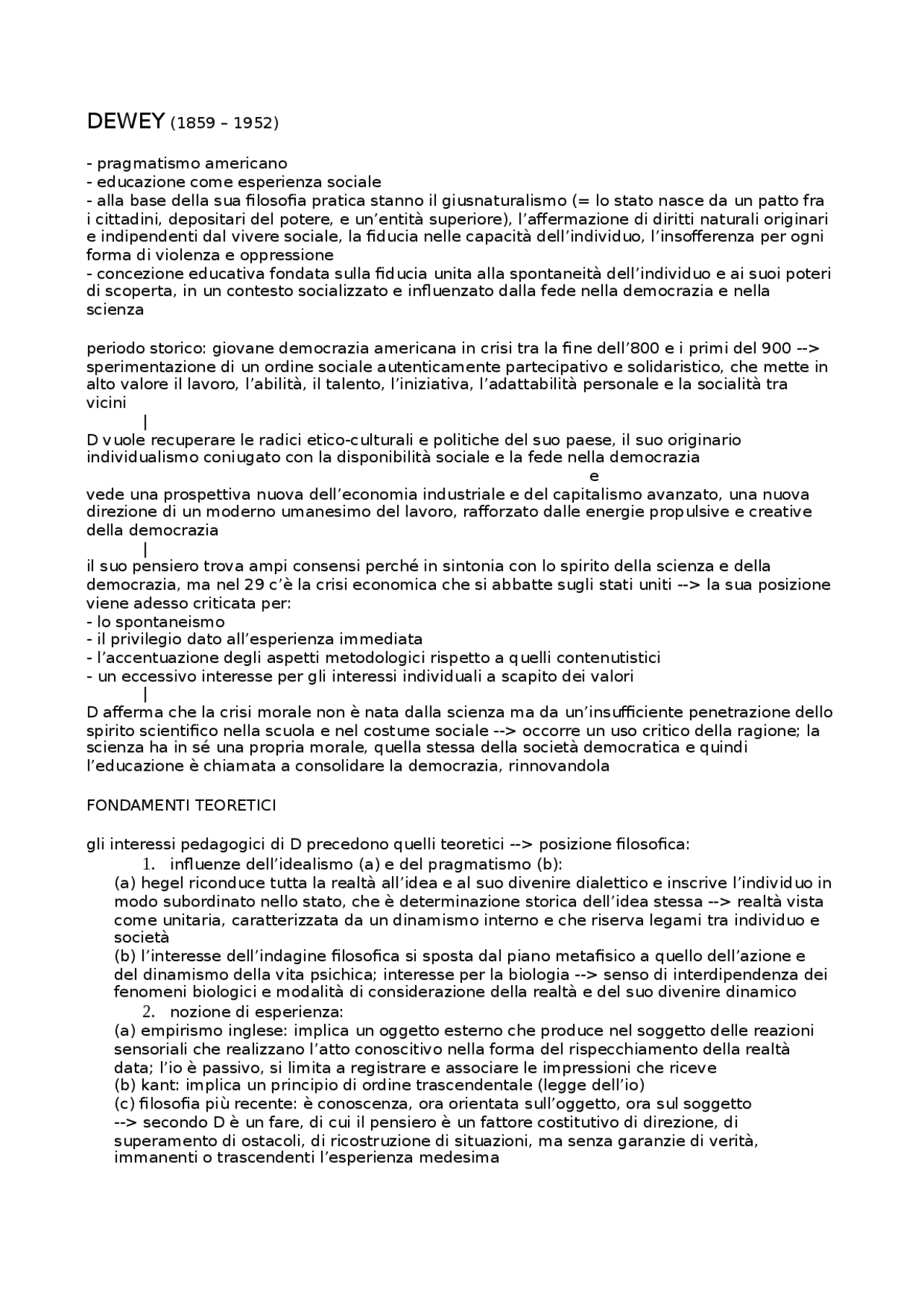 Appunti Su Dewey Docsity