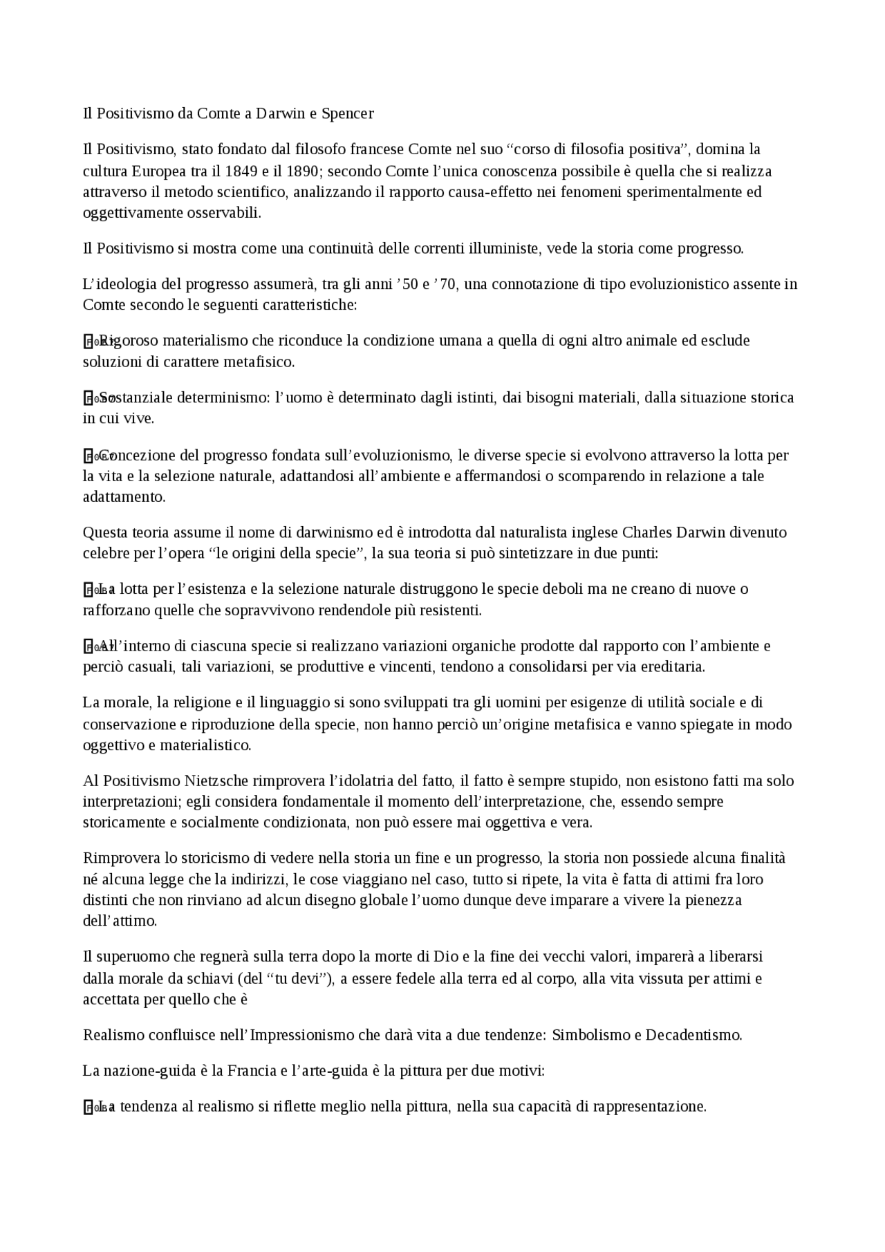 Il Positivismo Da Comte A Darwin E Spencer Appunti Di Filosofia Docsity
