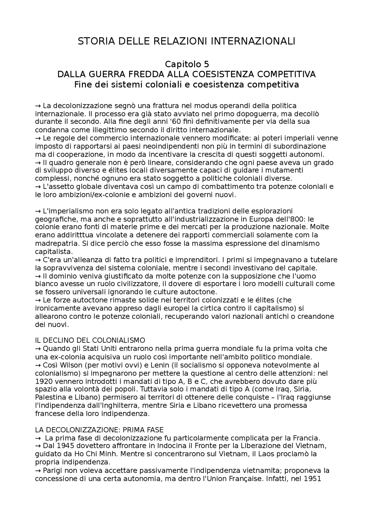 Riassunti Storia Delle Relazioni Internazionali Ennio Di Nolfo