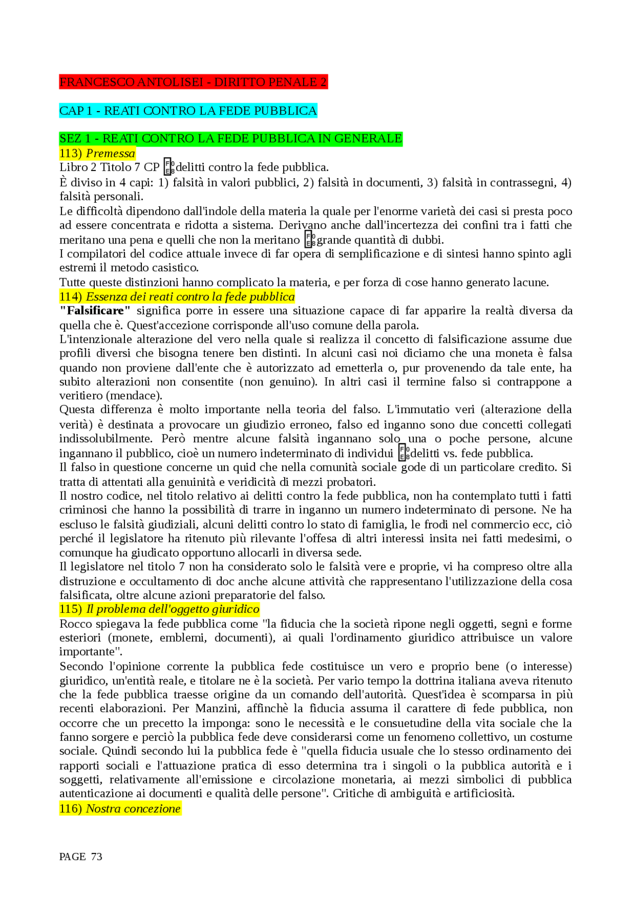 Riassunto Diritto Penale 2 Antolisei Docsity