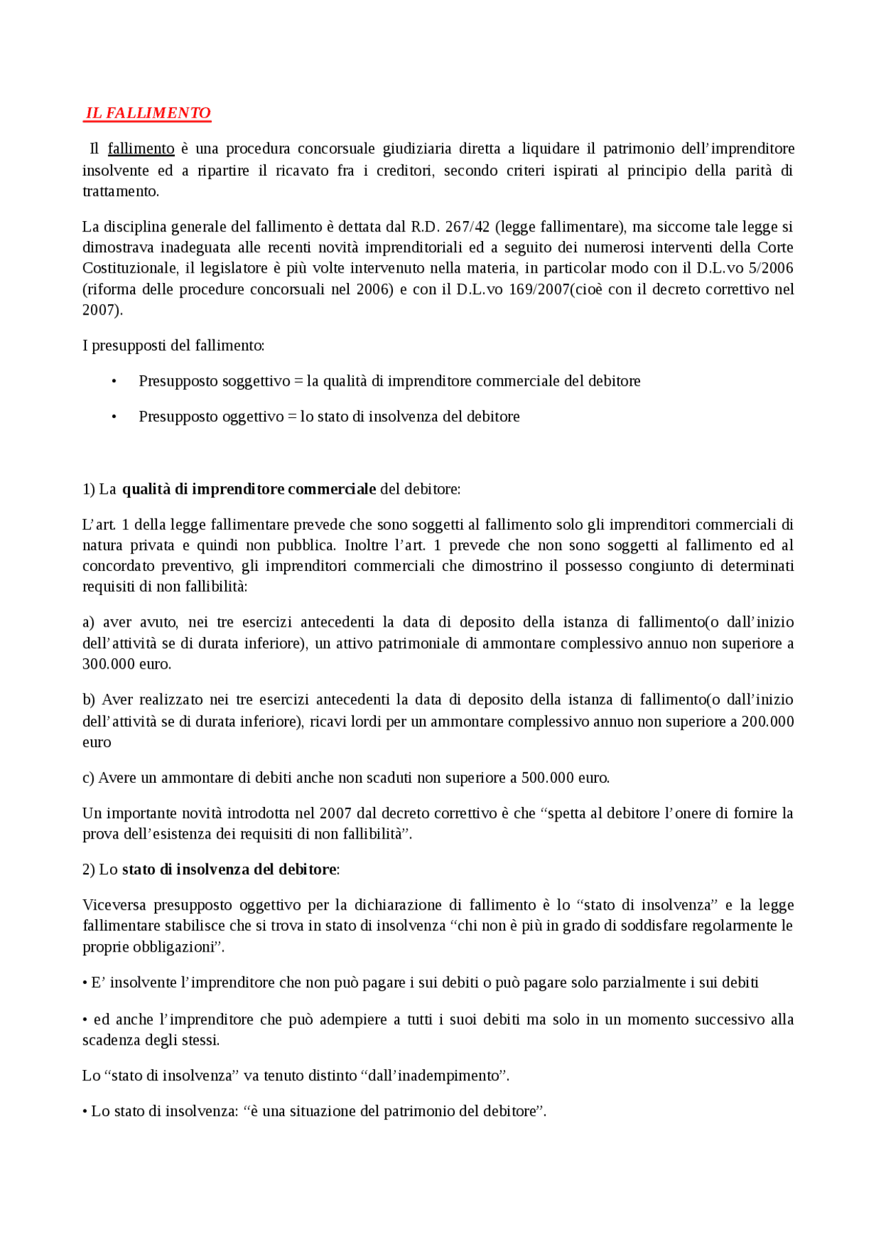 Procedure Concorsuali Docsity