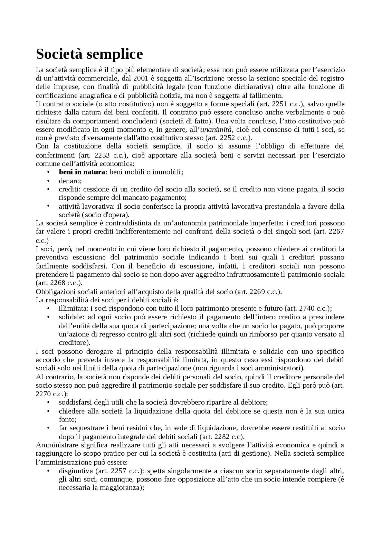 Schema Società Semplice Schemi E Mappe Concettuali Di Diritto