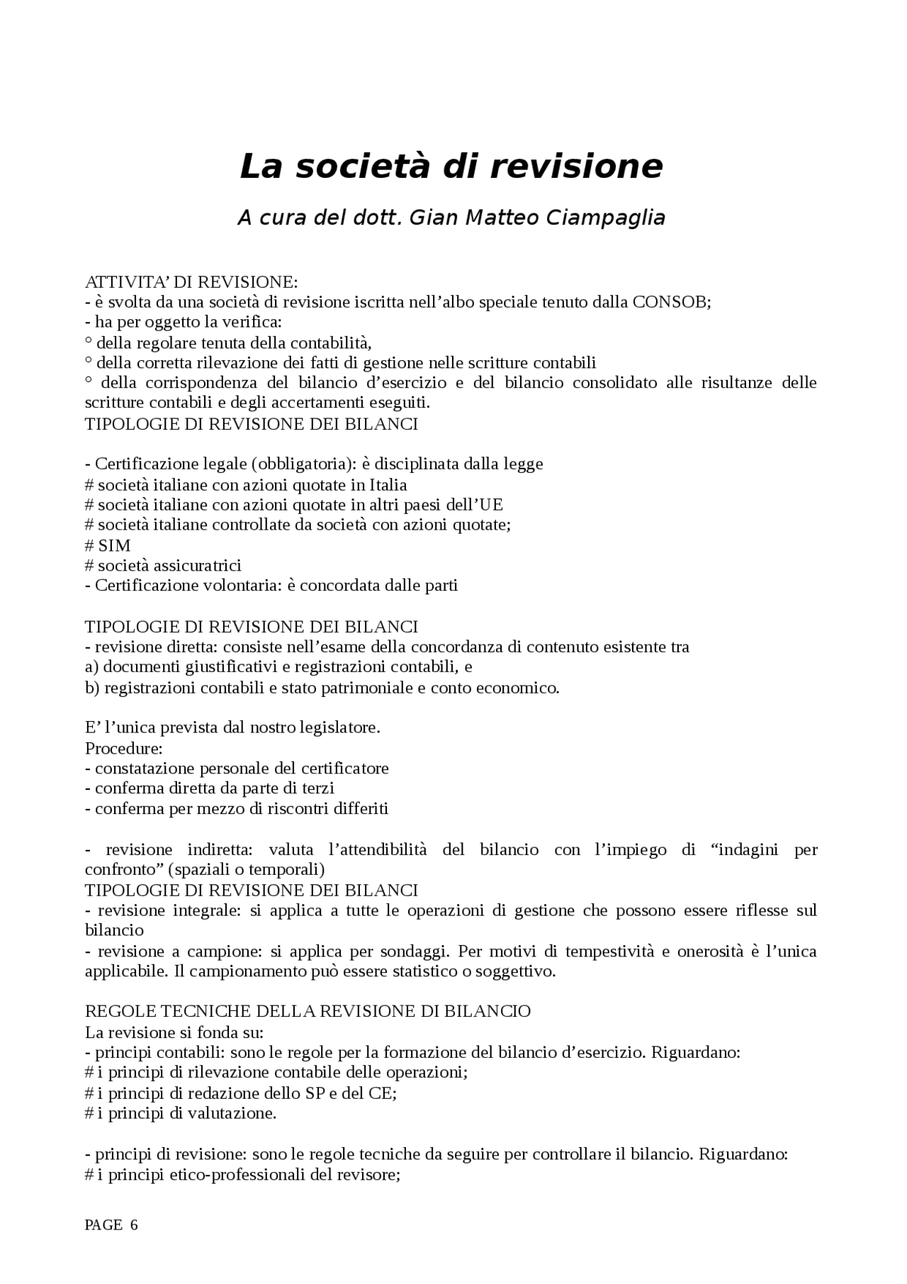 Dispensa Modulo Revisione Aziendale Docsity
