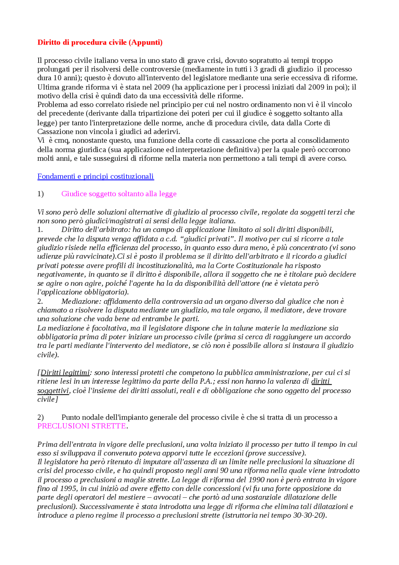 Diritto Processuale Civile Vol1 Principi Generali Docsity
