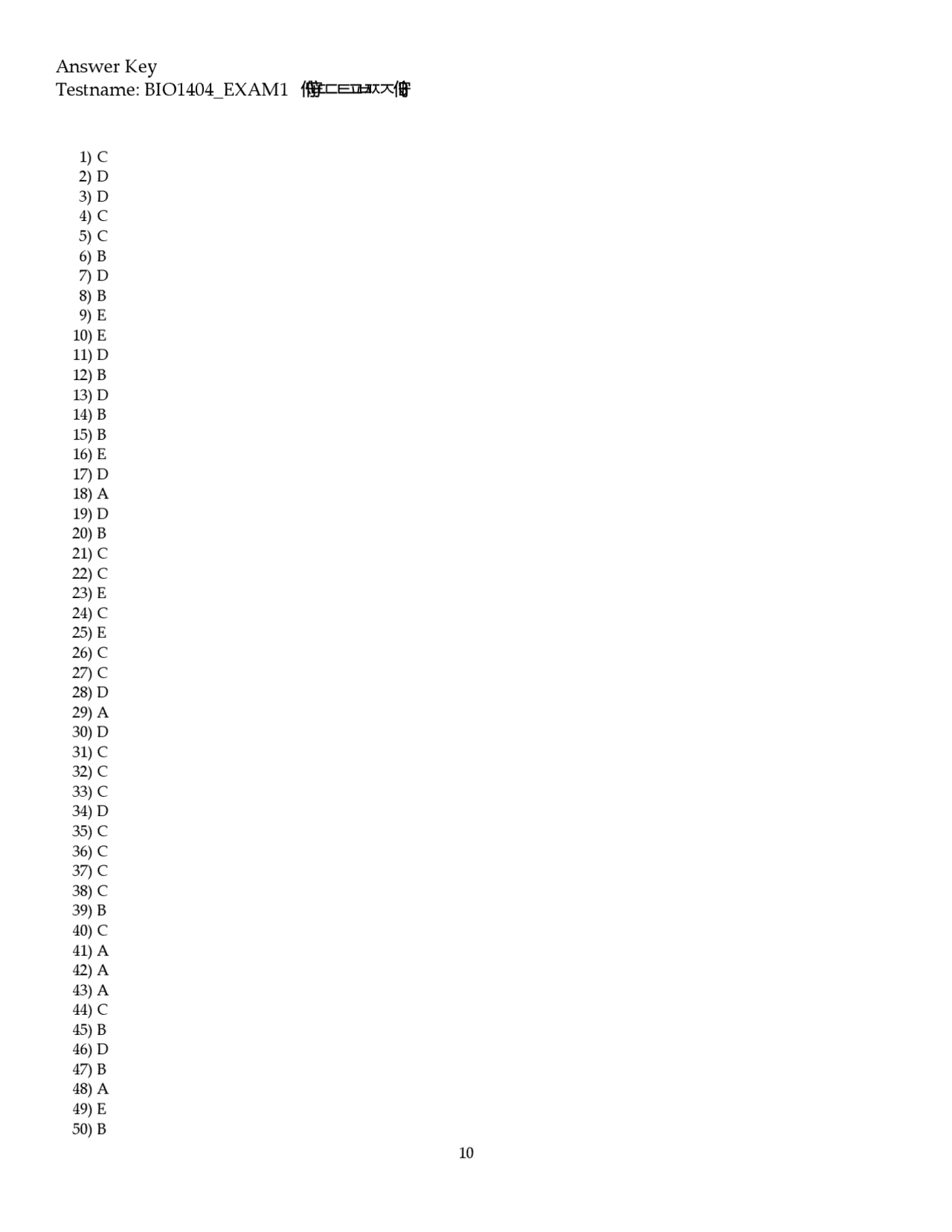 Exam 1A with Answer Key - Biosciences I | BIO 1404 - Docsity