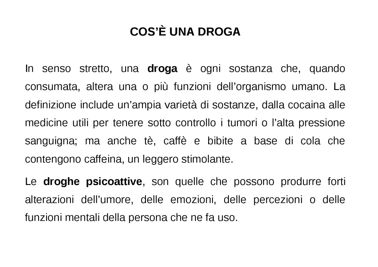 Alcol E Droghe Docsity