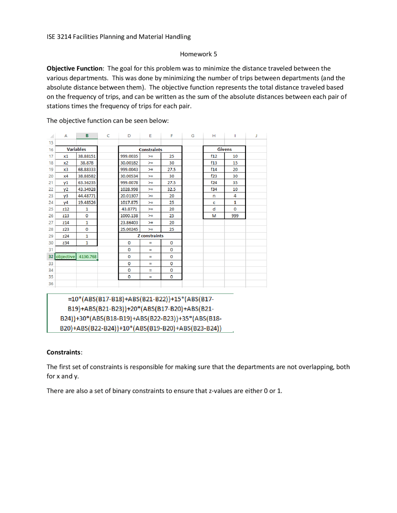 Homework 5 Facilities Planning And Material Handling Ise 3214 Docsity