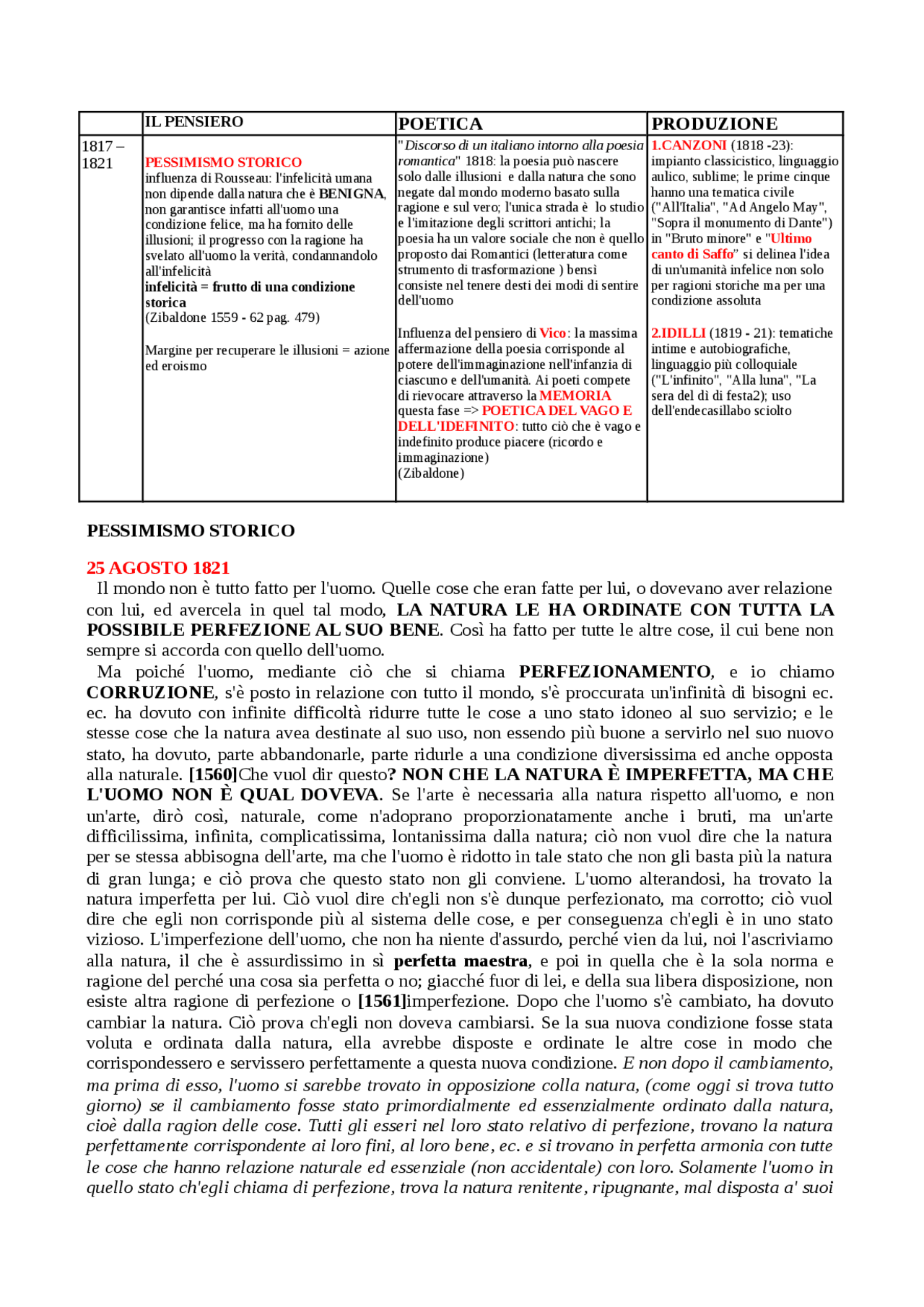 Pensiero Poetica E Testi Di Leopardi Docsity