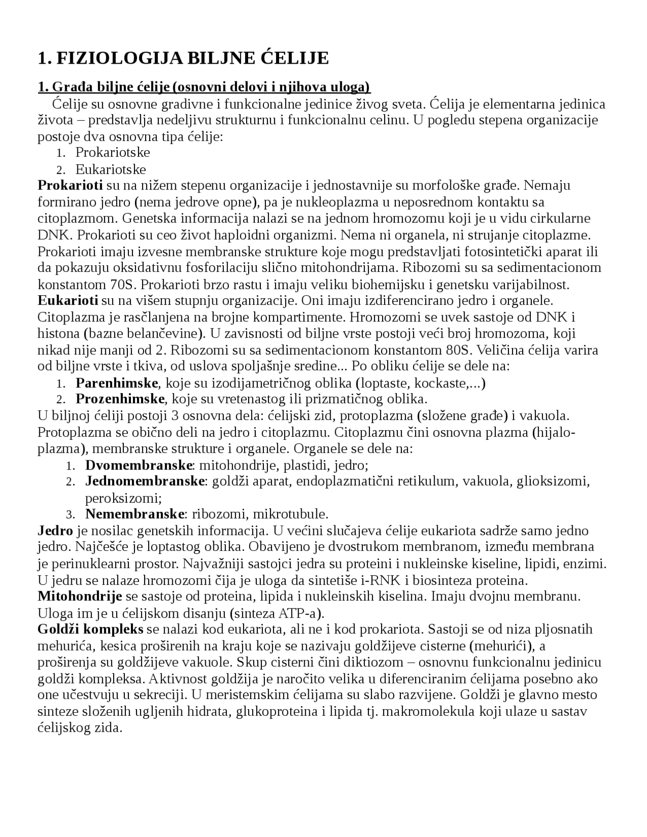 Skripta Iz Fizilogije Biljaka Rezime Predlog Fiziologija Docsity