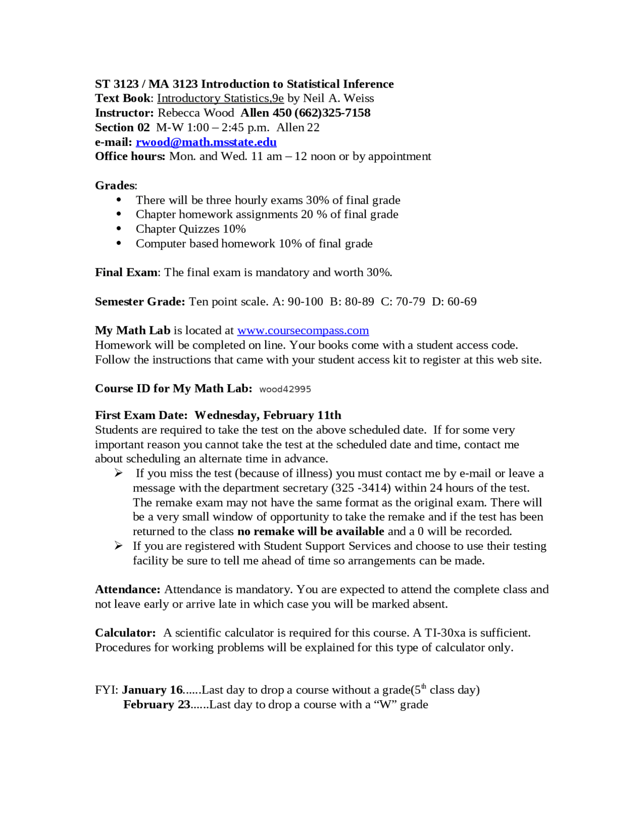 Introduction to Statistical Inference - Study Materials | ST 3123 - Docsity
