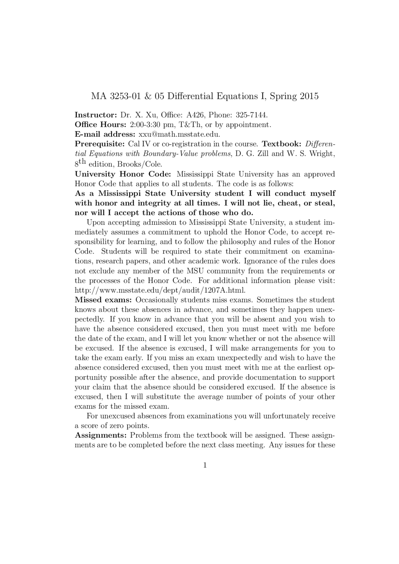 Instructions On Differential Equations Class Material Ma 3253 Docsity