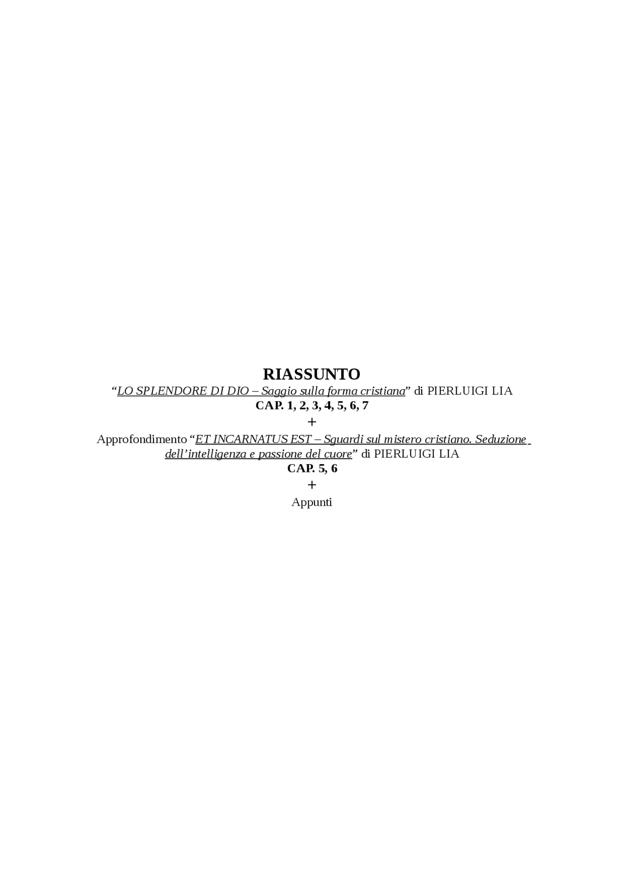 Lo Splendore Di Dio Et Incarnatus Est Docsity