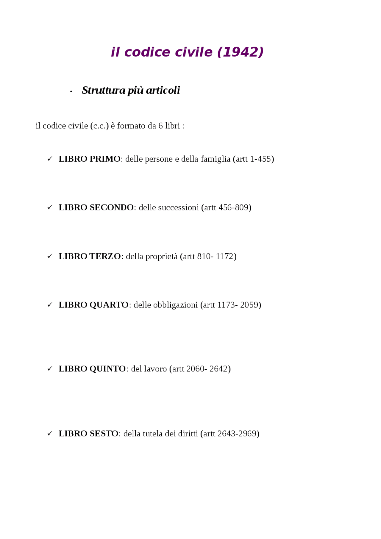 Il Codice Civile Italiano: Struttura e Libri | Schemi e mappe ...