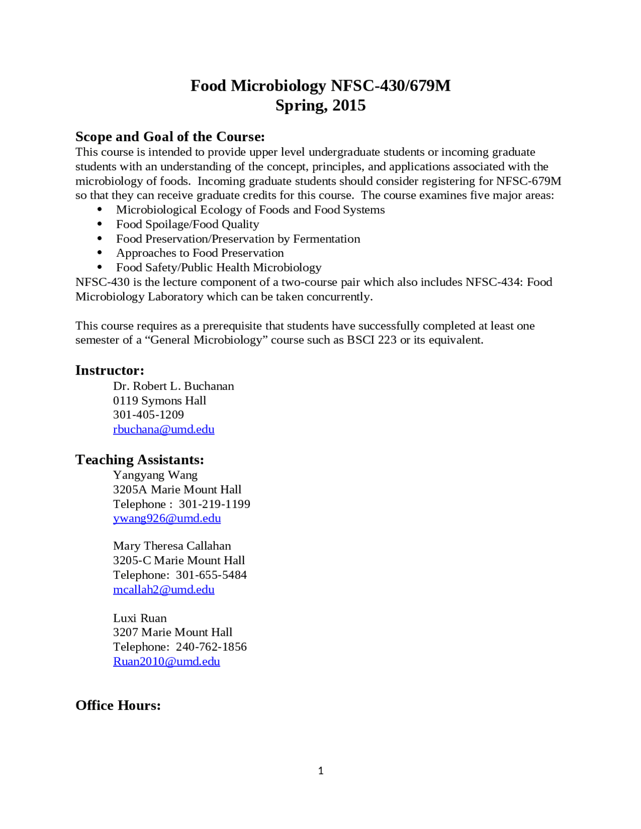 Syllabus Schedule For Food Microbiology Nfsc 430 Docsity