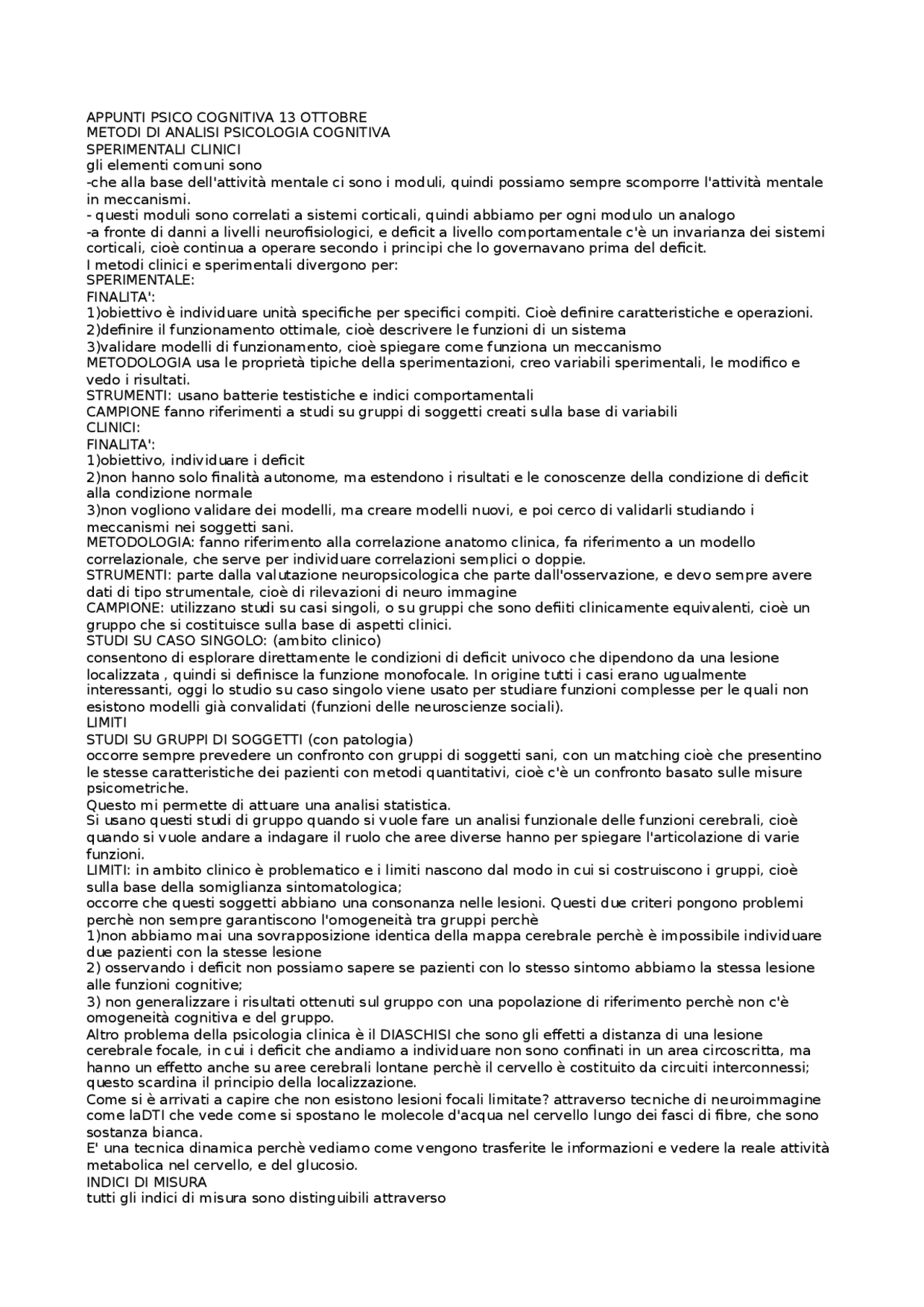 Neuropsicologia Cognitiva Docsity