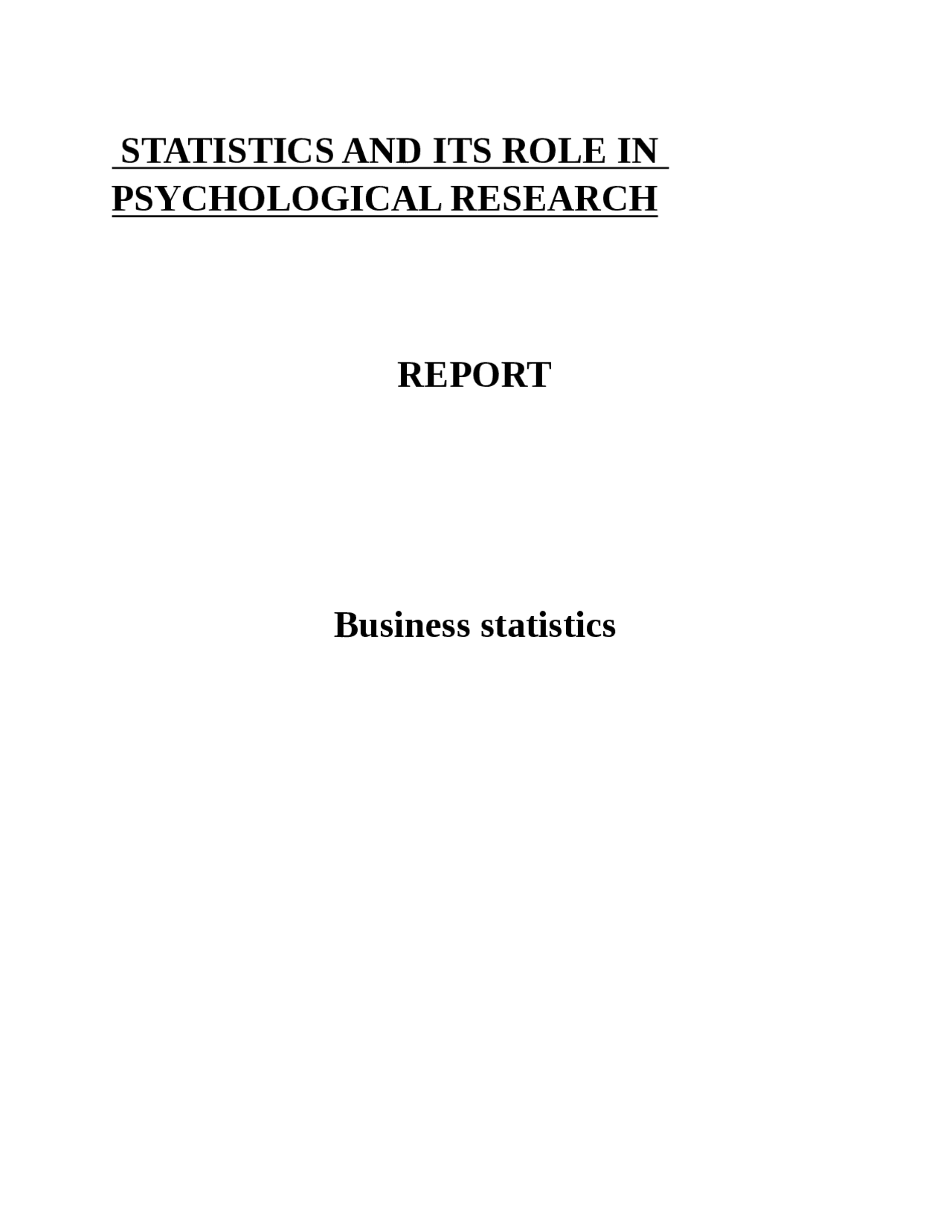Si report | Thesis Business Statistics - Docsity