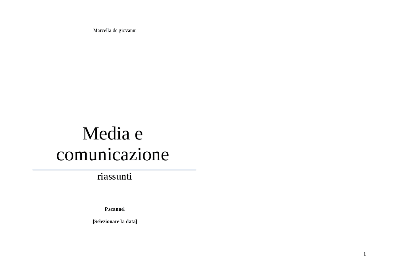 Teorie Delle Comunicazioni Di Massa Docsity