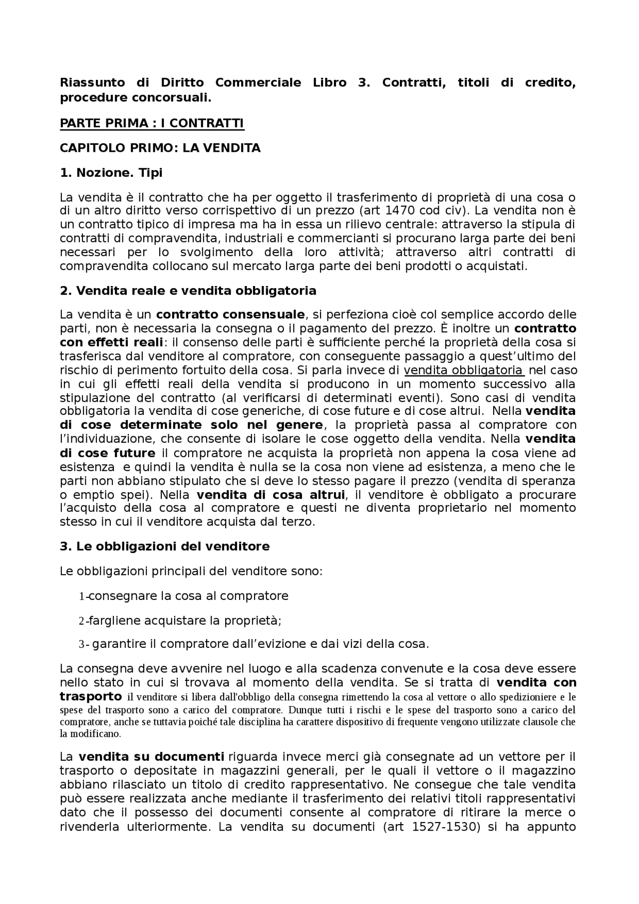 Riassunto Diritto Commerciale Docsity