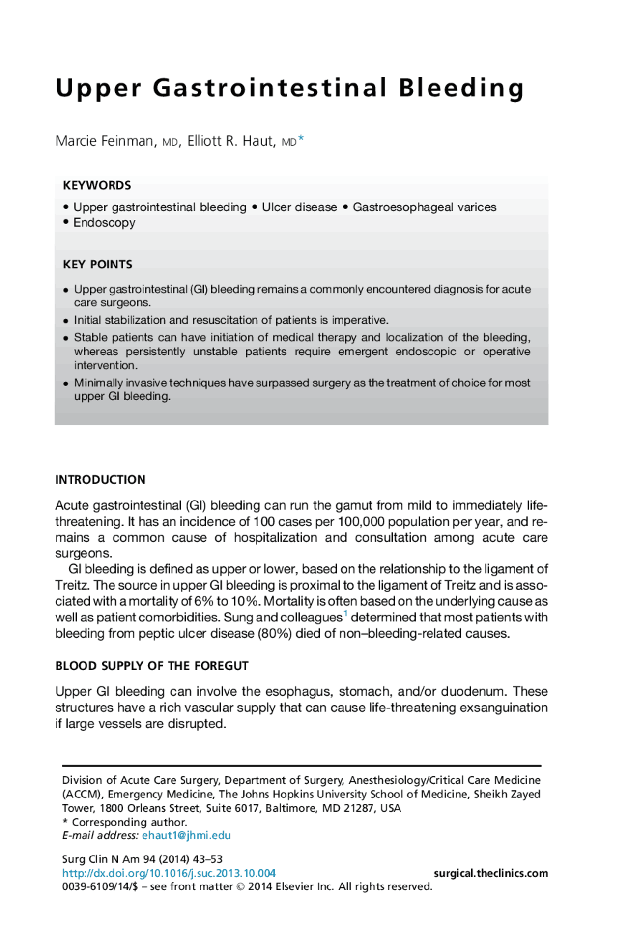 Upper gastrointestinal bleeding - Docsity
